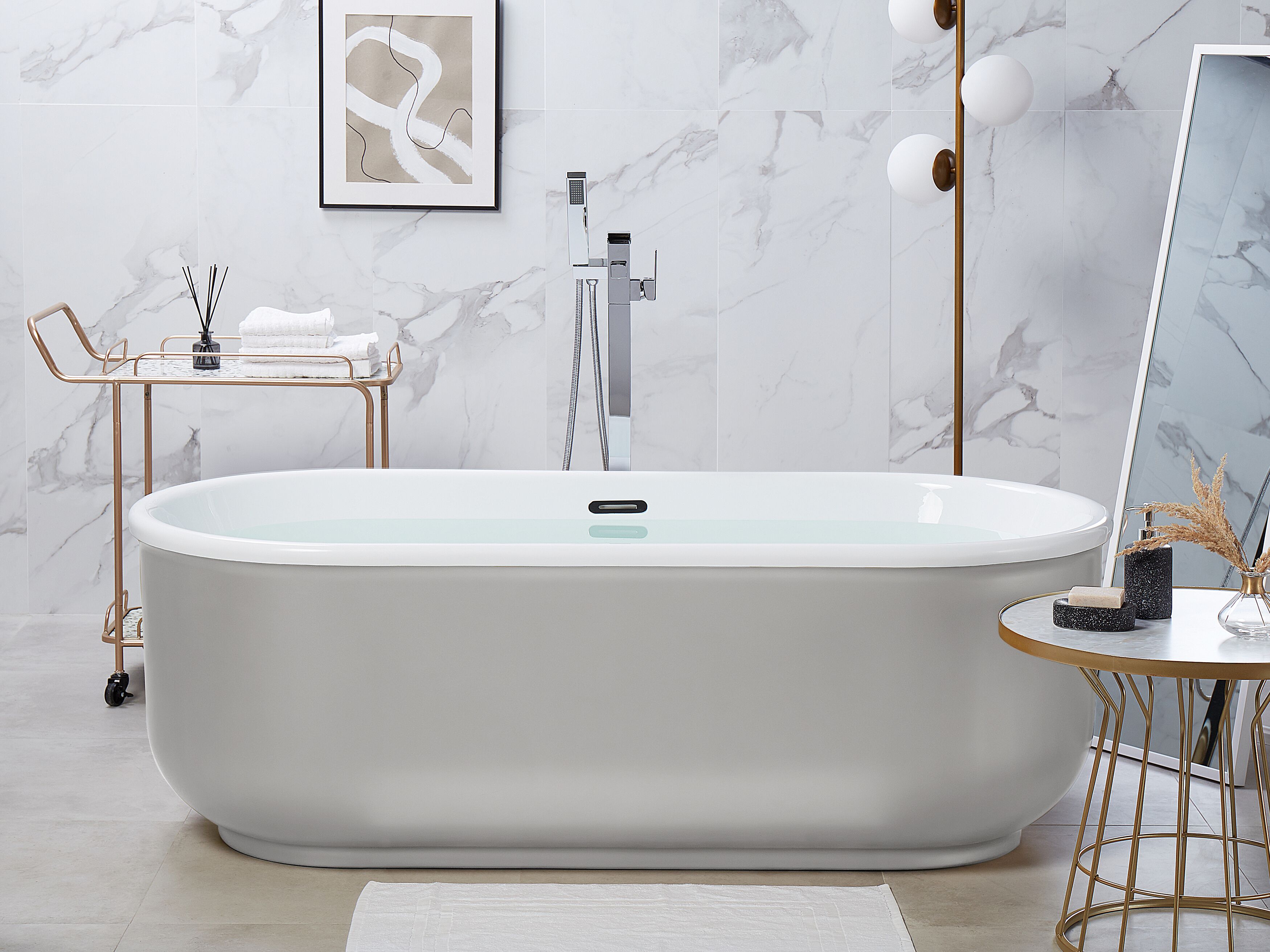 Fristående badkar 170 x 80 cm silver PINEL | Beliani.se