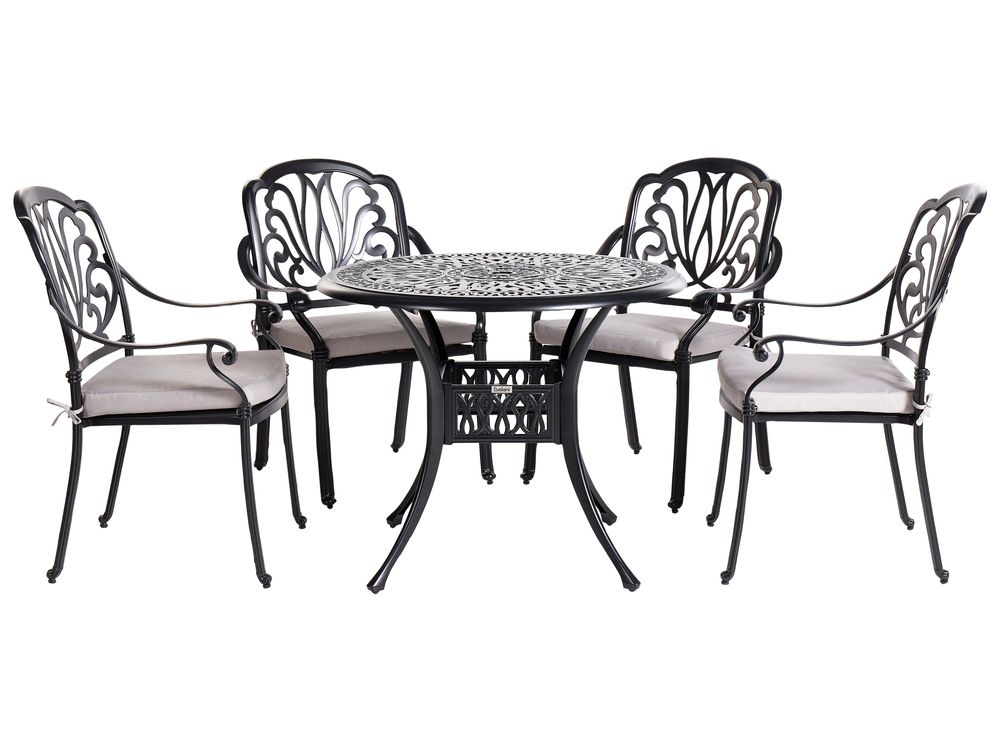 4 Seater Metal Garden Dining Set Black ANCONA Beliani
