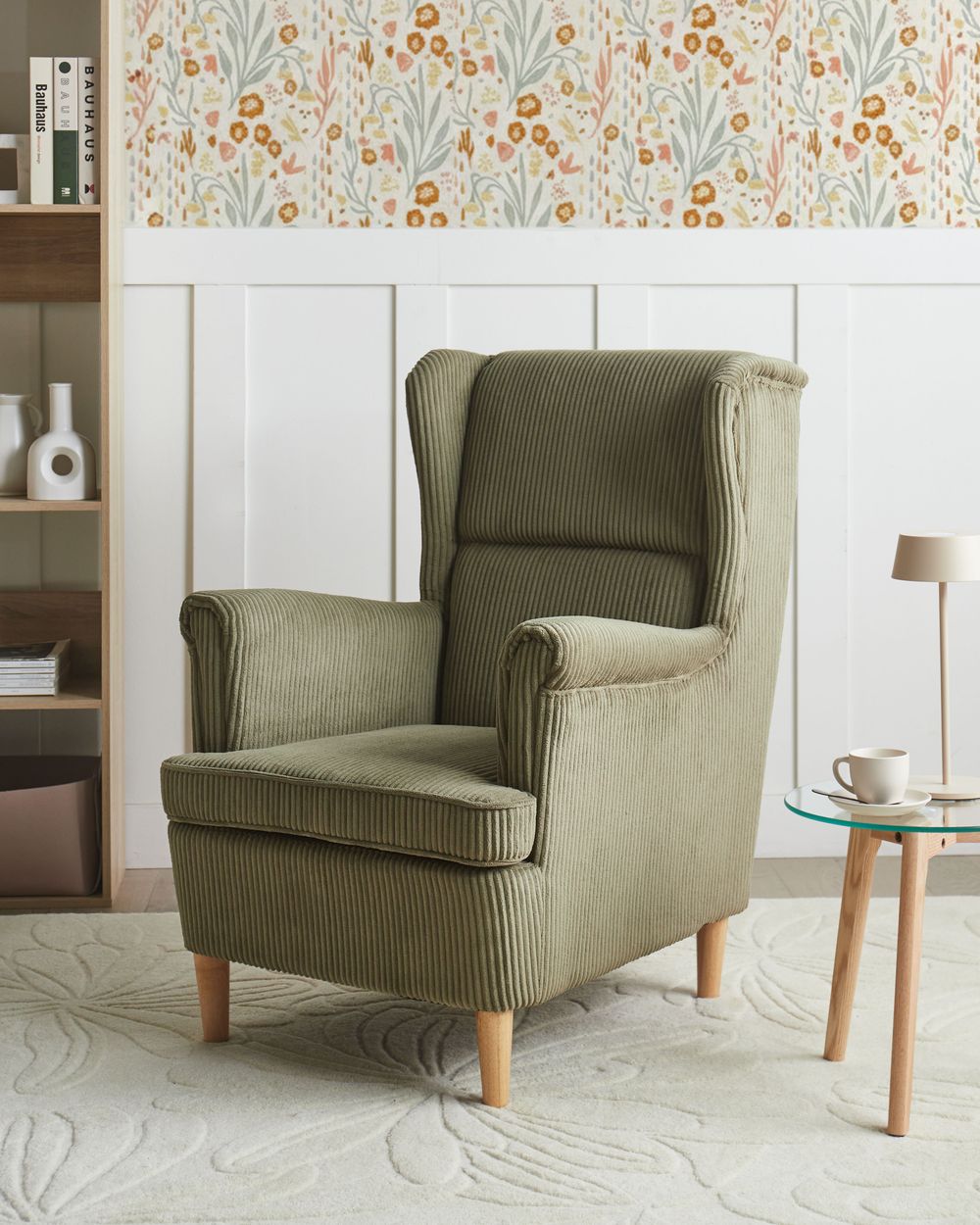 Wingback Chair ABSON Fabric Grey | Beliani.co.uk