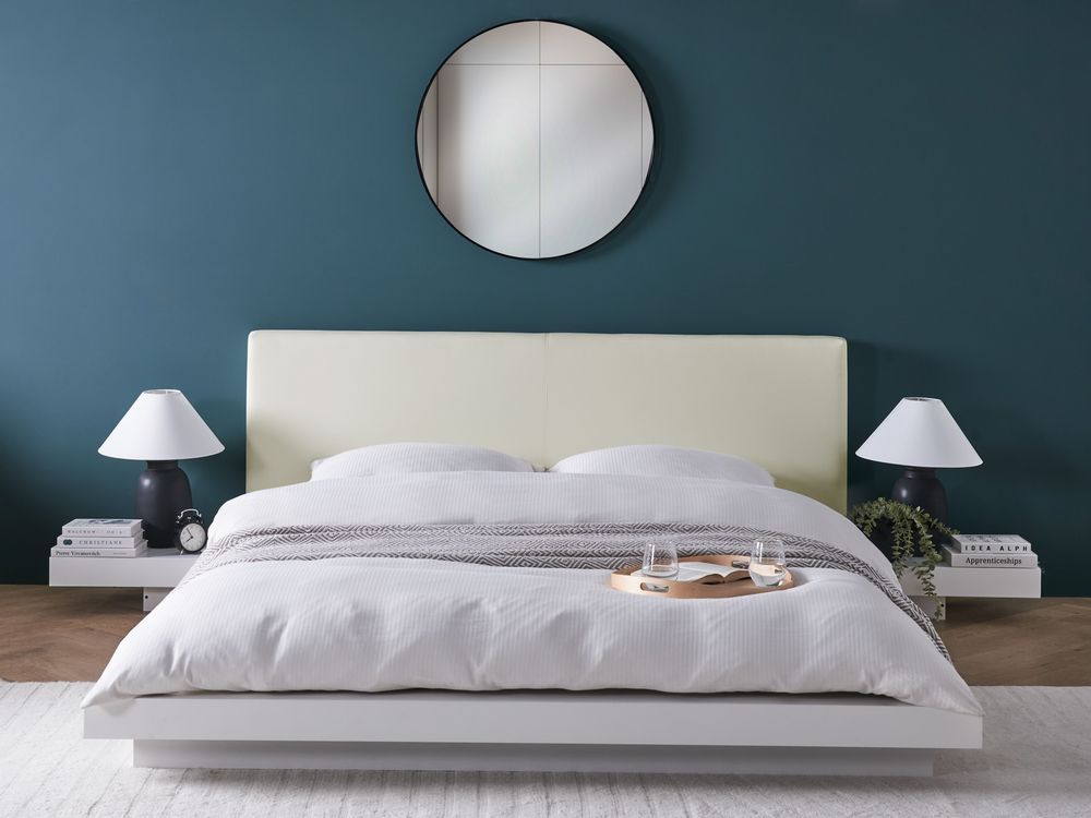 White faux leather headboard king store
