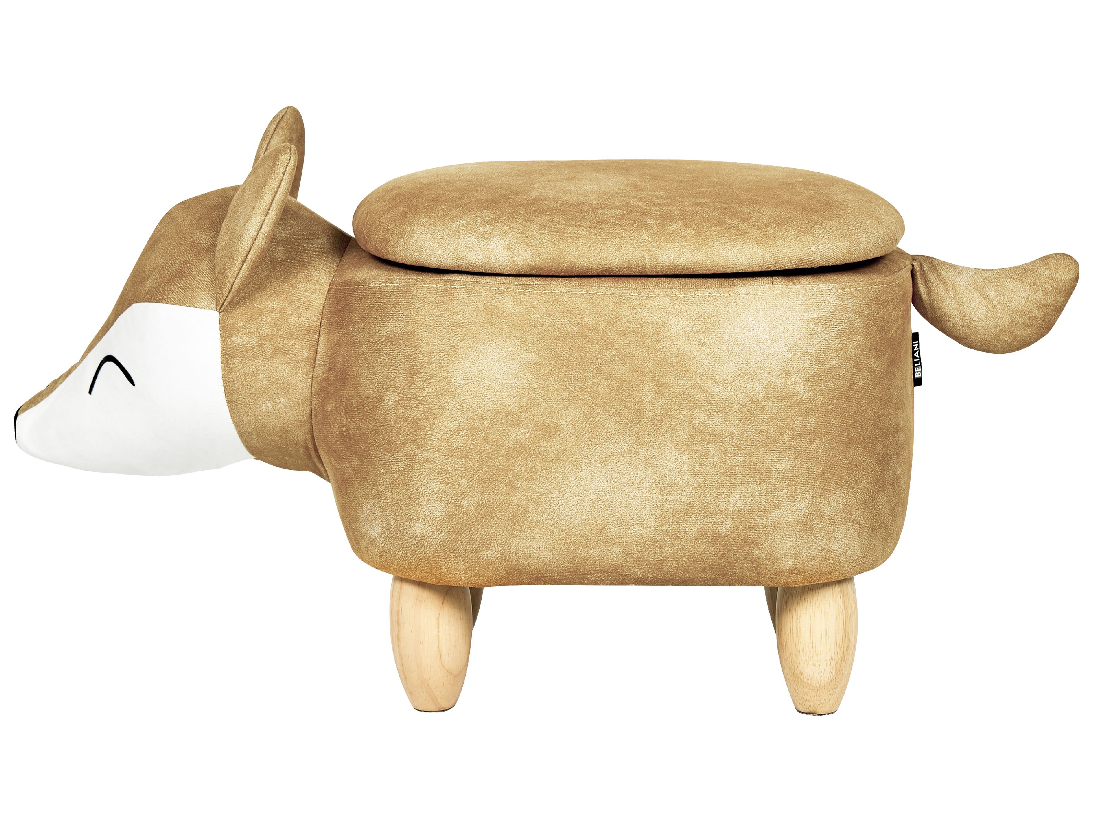 Tabouret animal en velours orange FOX | Beliani.fr