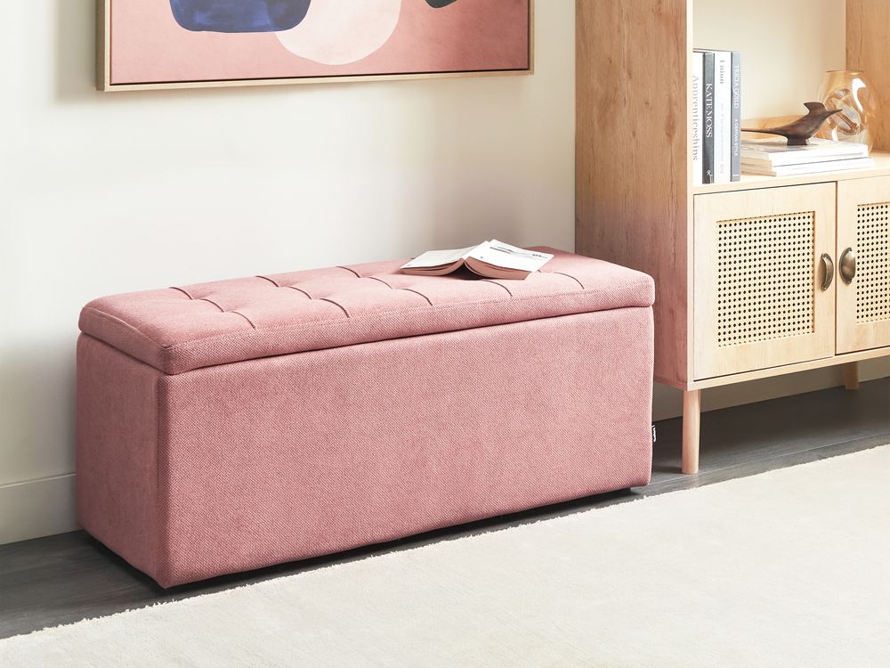 Storage Ottoman OREM Fabric Pink Beliani