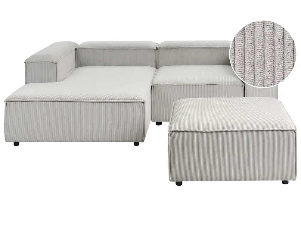 Modulaire hoekbank 3-zits ARDAL Corduroy groen met ottomaan Linkerzijde ...