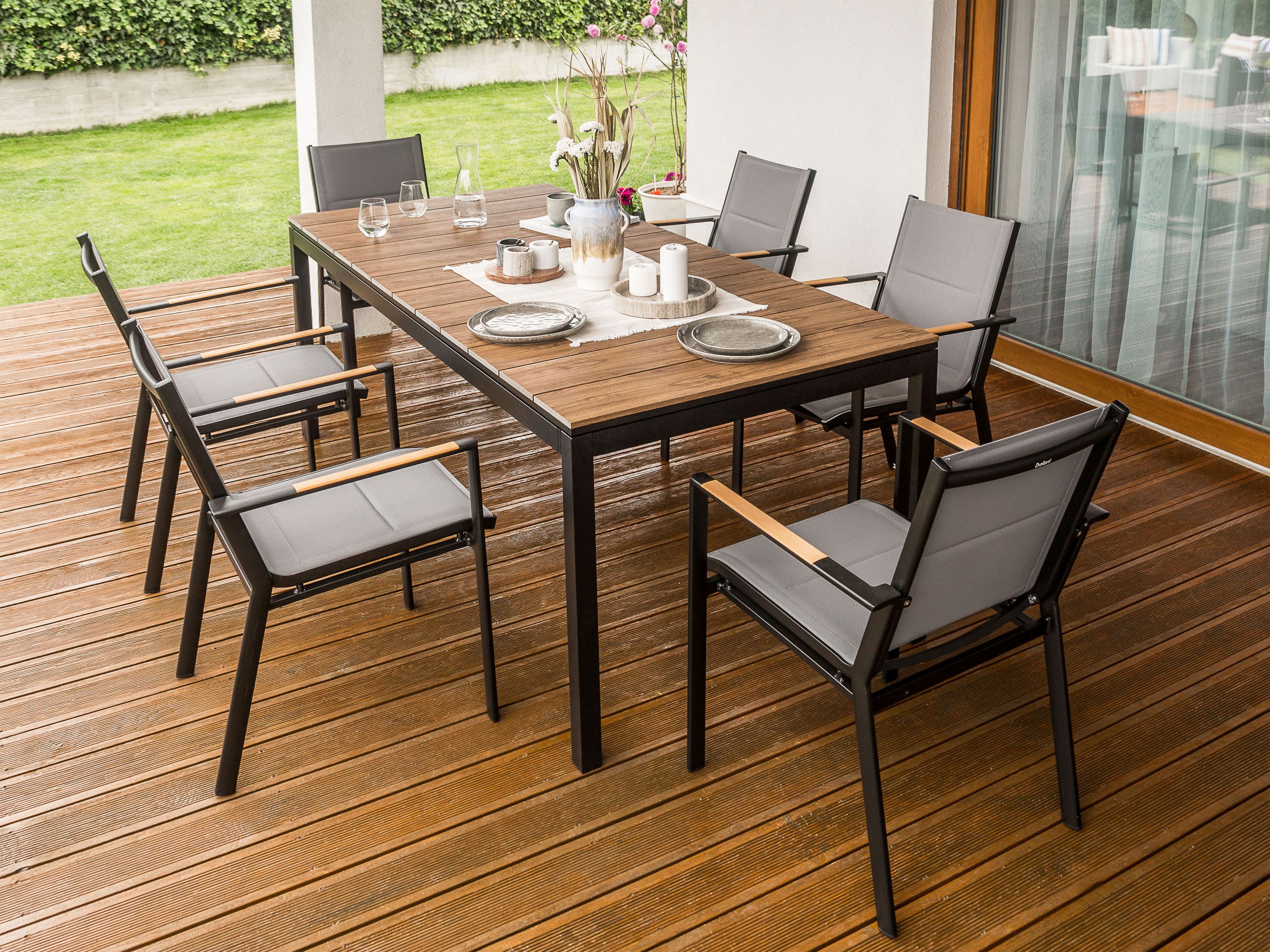 Extending Garden Dining Table TOFANE 198/248 cm 90 cm Brown | Beliani.co.uk