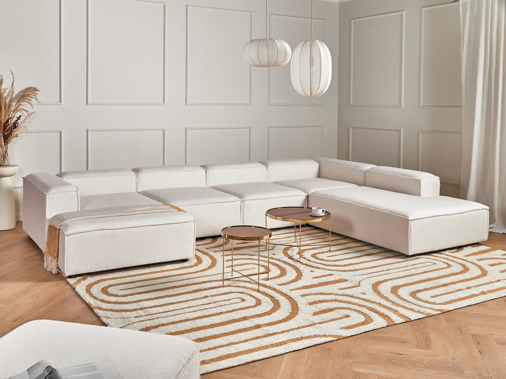Modular Corner Sofa 5 Seater ARDAL Corduroy Off-White Left Hand ...