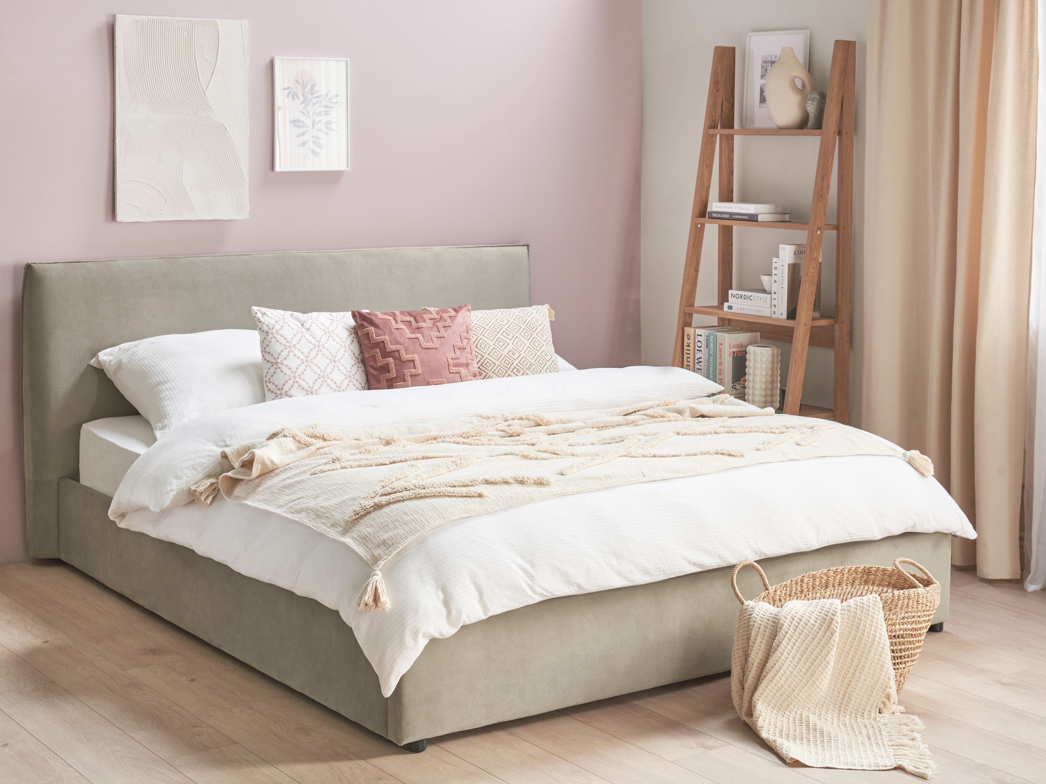 Velvet EU Super King Size Ottoman Bed Taupe LAVAUR | Beliani.co.uk