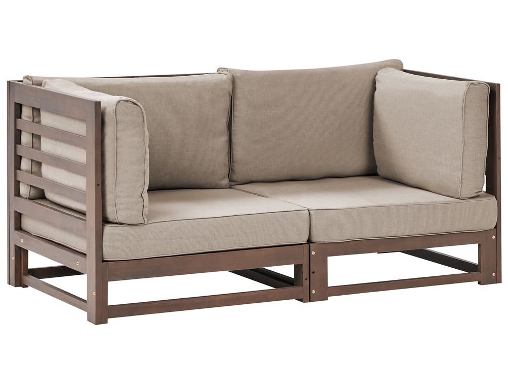 2 Seater Certified Acacia Wood Garden Sofa Dark TRANI Beliani