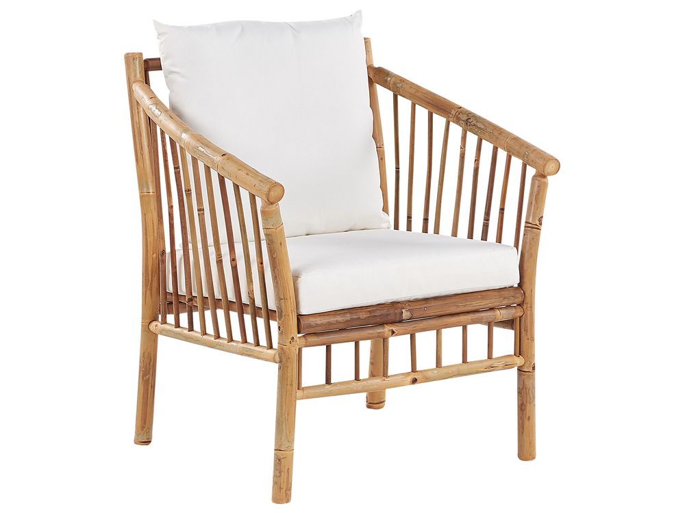 4 Seater Bamboo Wood Garden Sofa Set White MAGGIORE Beliani