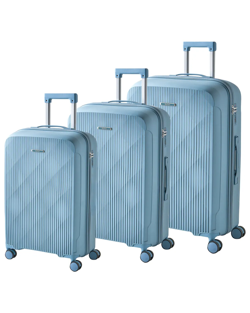 Set of 3 Hard Shell Suitcases TONSAI Blue | Beliani.co.uk