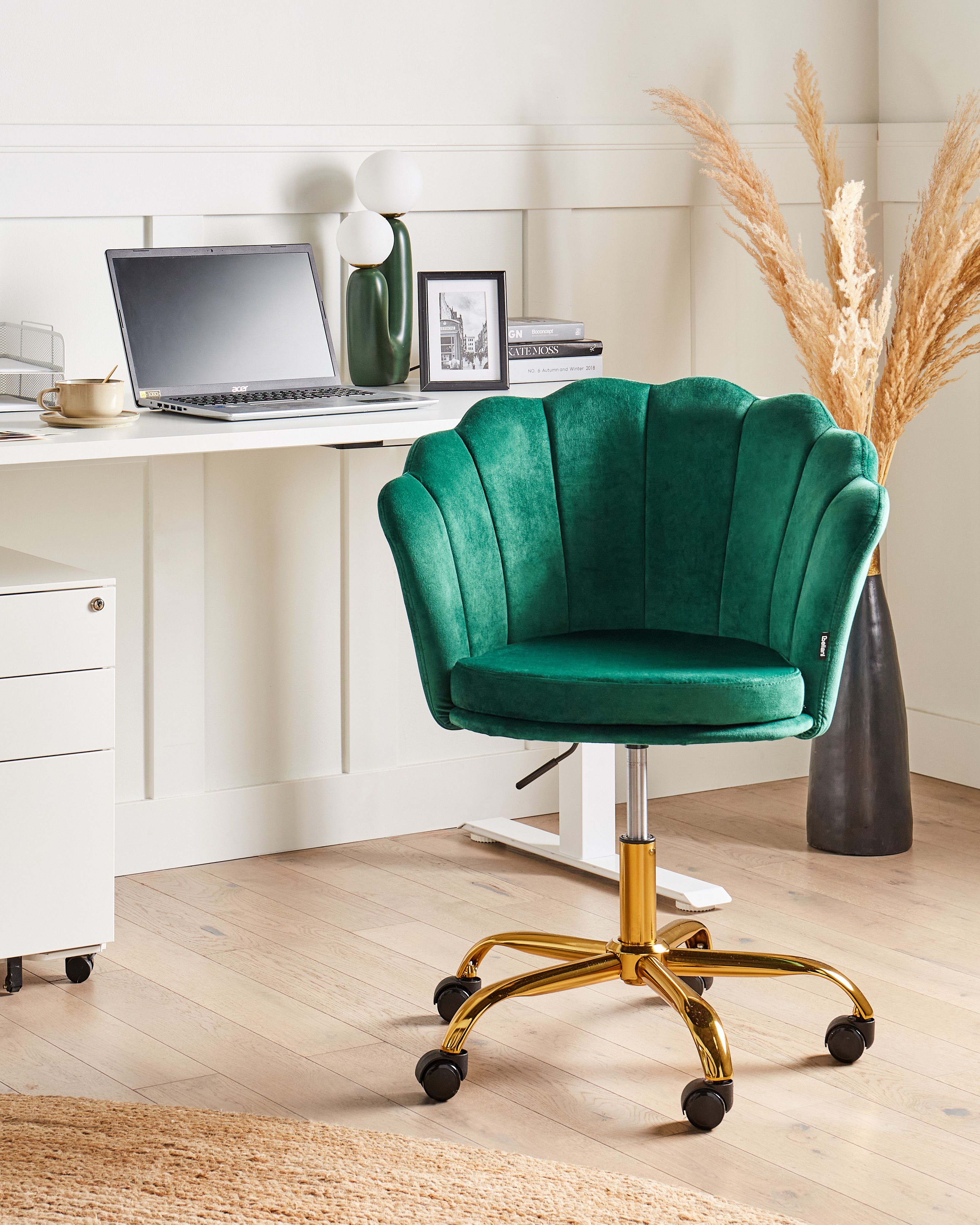 Home Office Desk with Storage 120 x 70 cm Dark Wood SHESLAY | Beliani.de