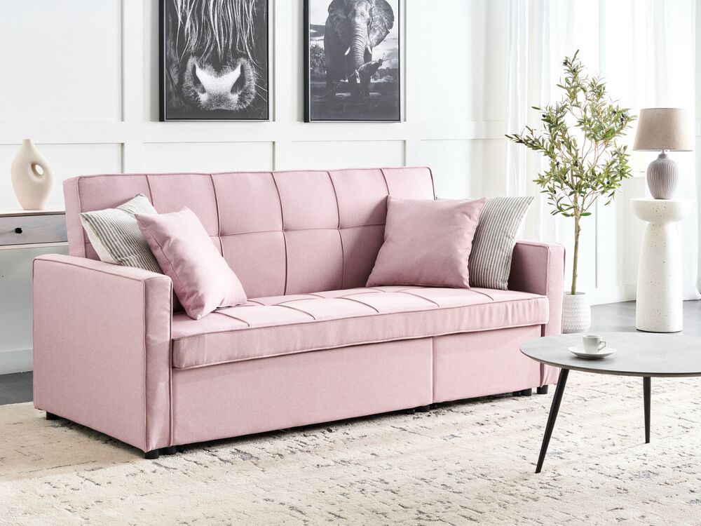 Fabric Sofa Bed Pink GLOMMA Beliani.cz