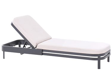 Sun Lounger with Cushion NETTUNO Metal Light Beige | Beliani.ro