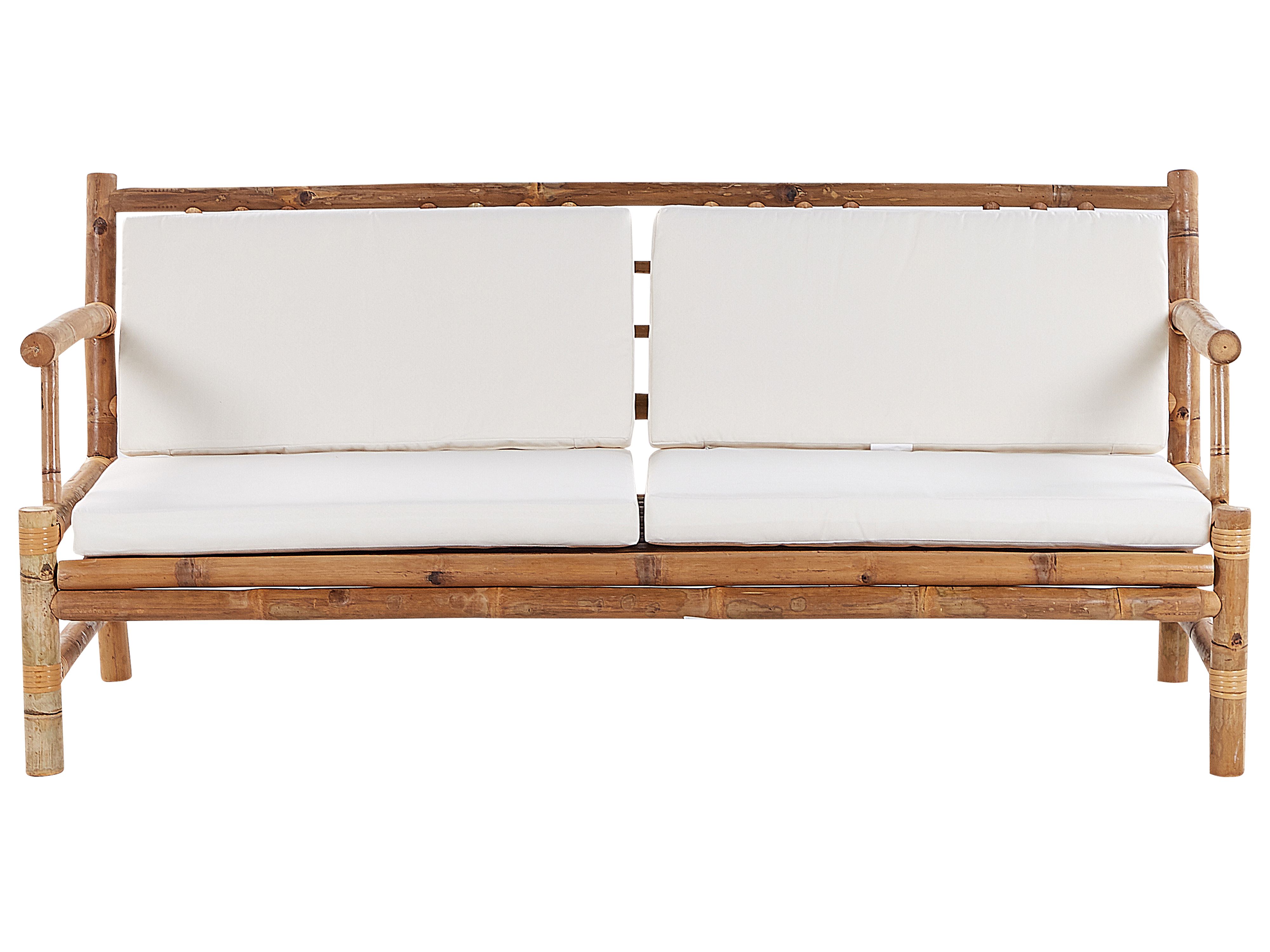 4 Seater Bamboo Wood Garden Sofa Set White RICCIONE Beliani