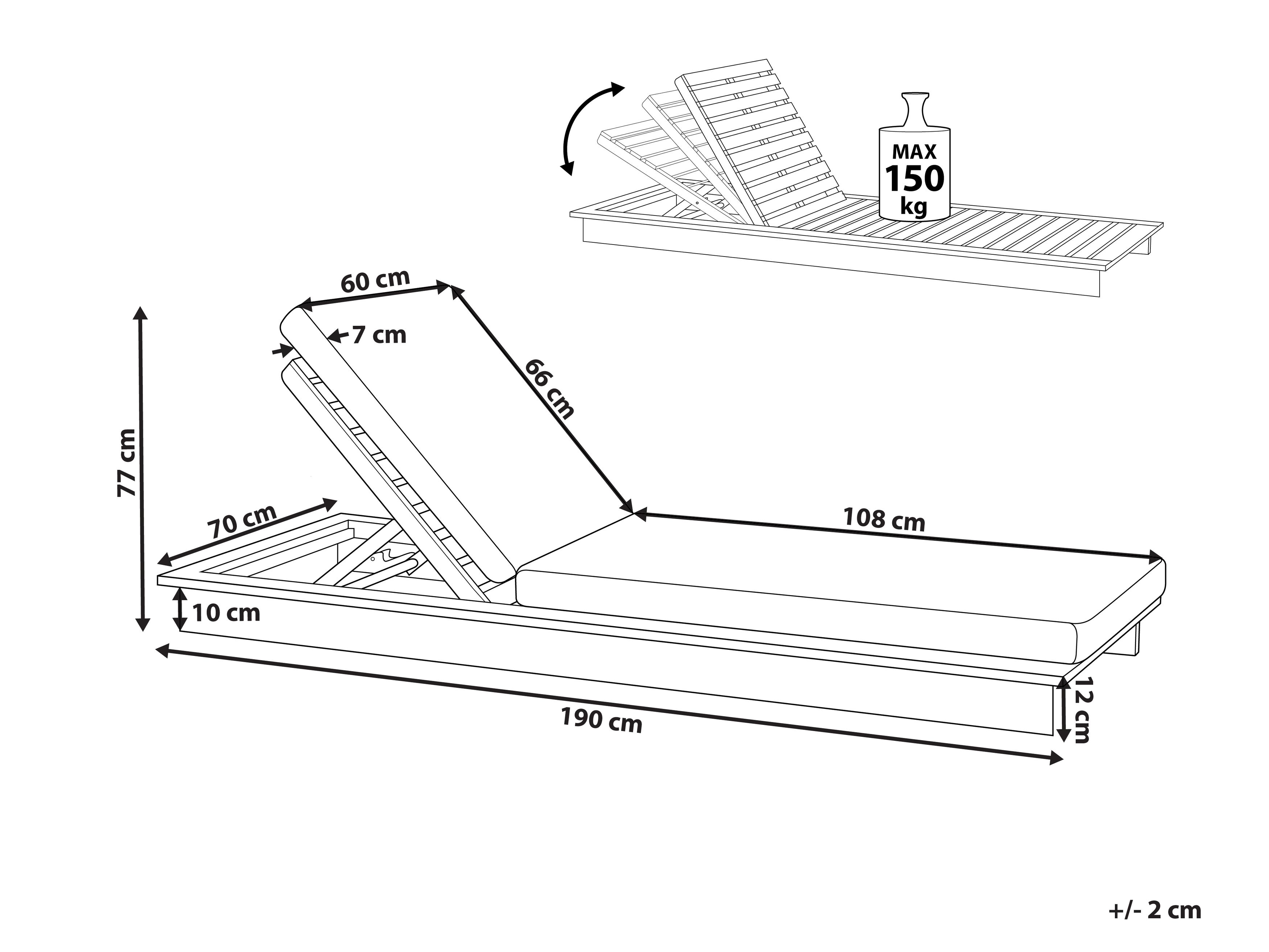 Solstol med dyna GRANARI Akaciaträ Brun | Beliani.se