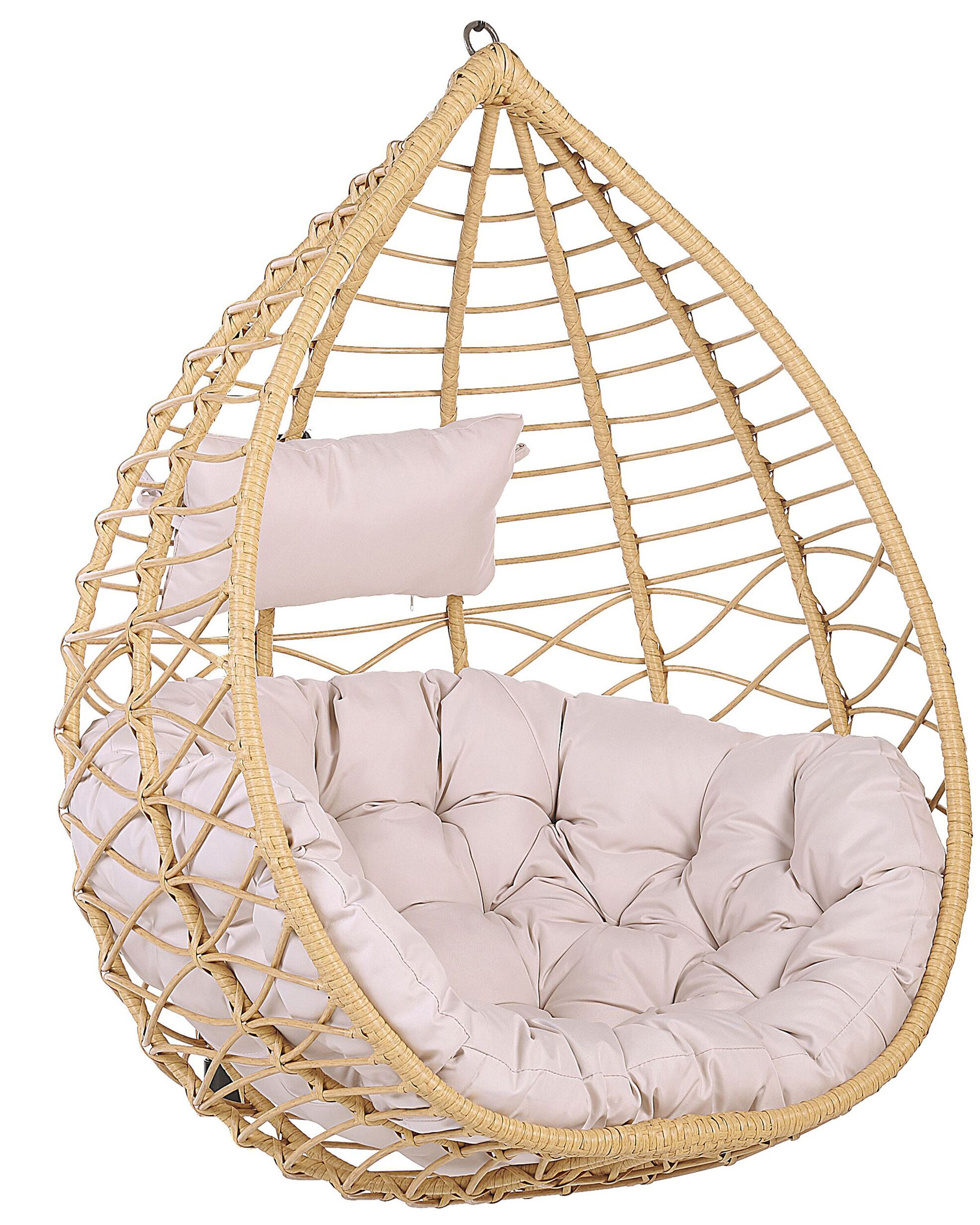 PE Rattan Hanging Chair with Stand Natural ARSITA | Beliani.co.uk