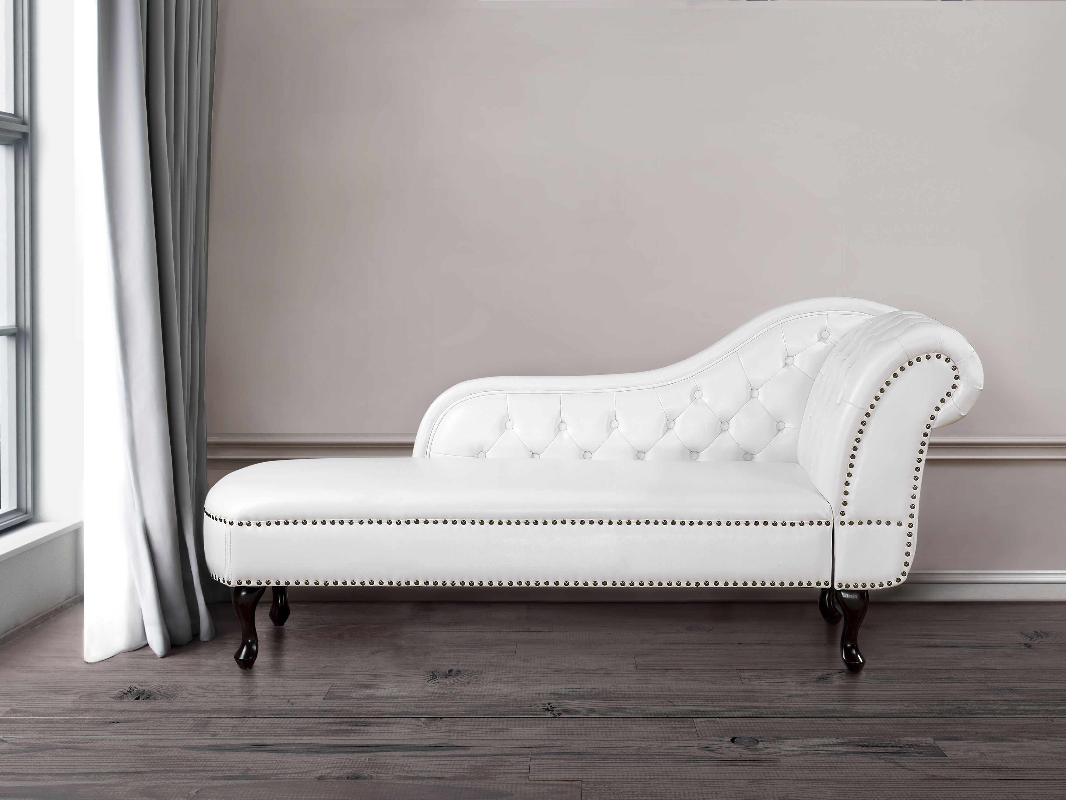 Right Hand Chaise Lounge NIMES Faux Leather White | Beliani.co.uk