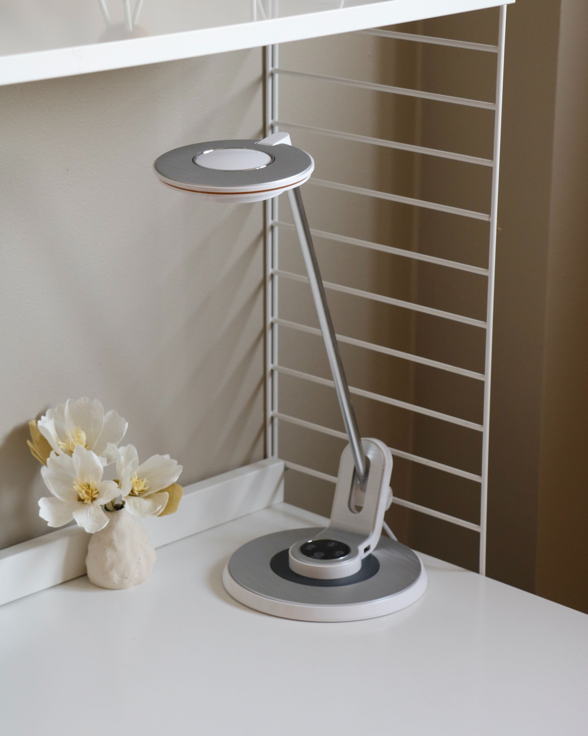 LED Desk Lamp CORVUS with Dimmer Metal White/ Silver | Beliani.co.uk