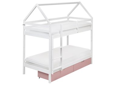 Litera con cajones Casa Madera de pino TERNAS 90 x 200 cm Rosa | Beliani.es