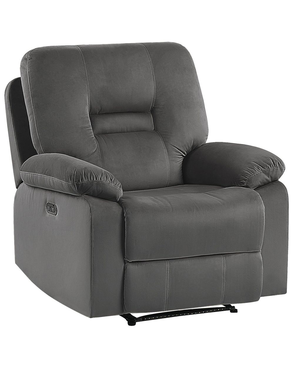 Electric Recliner Chair BERGEN LED Velvet Dark Grey Beliani