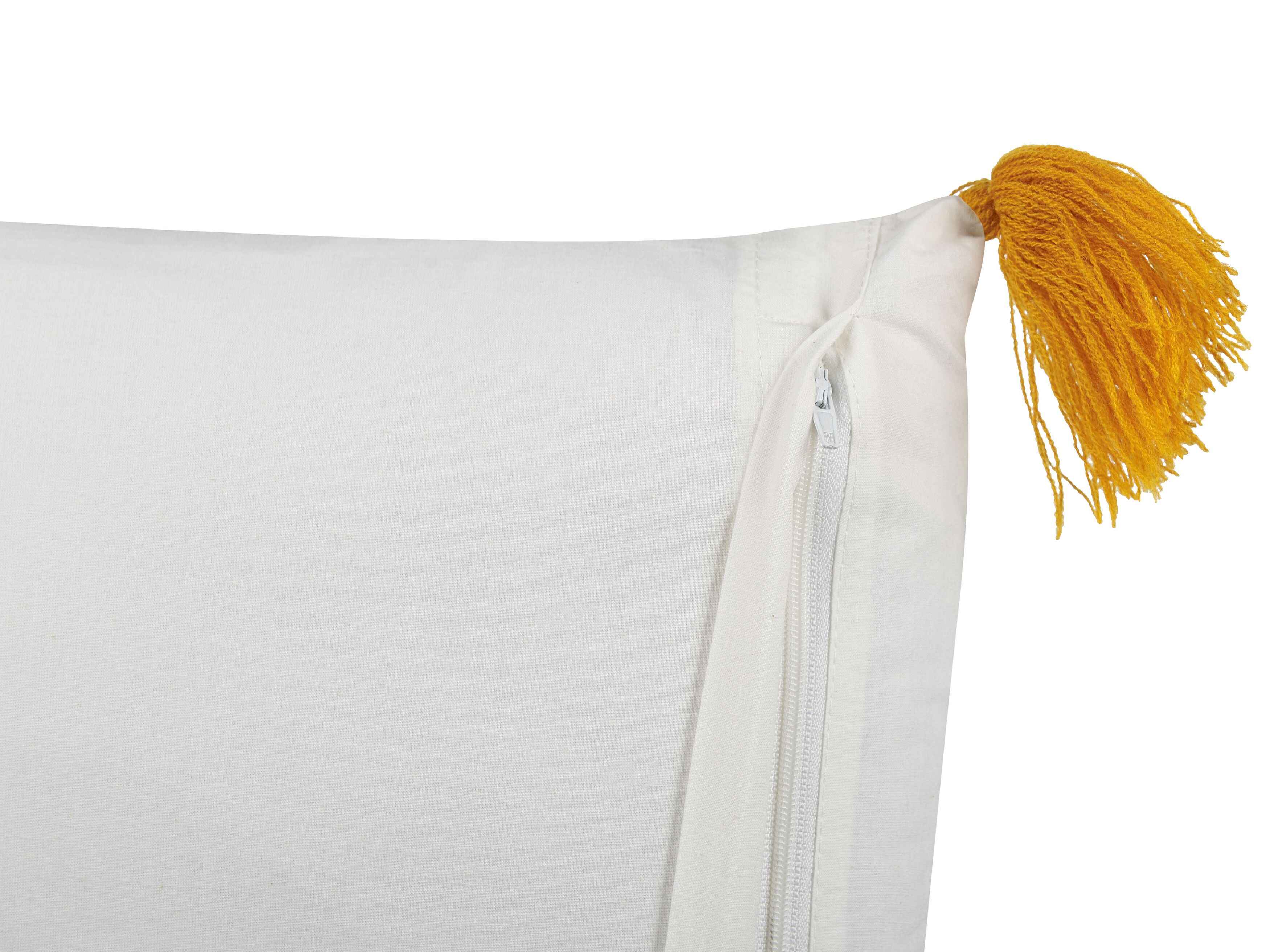 Set of 2 Decorative Cushions BILOBA Cotton 45 x 45 cm Yellow Floral ...