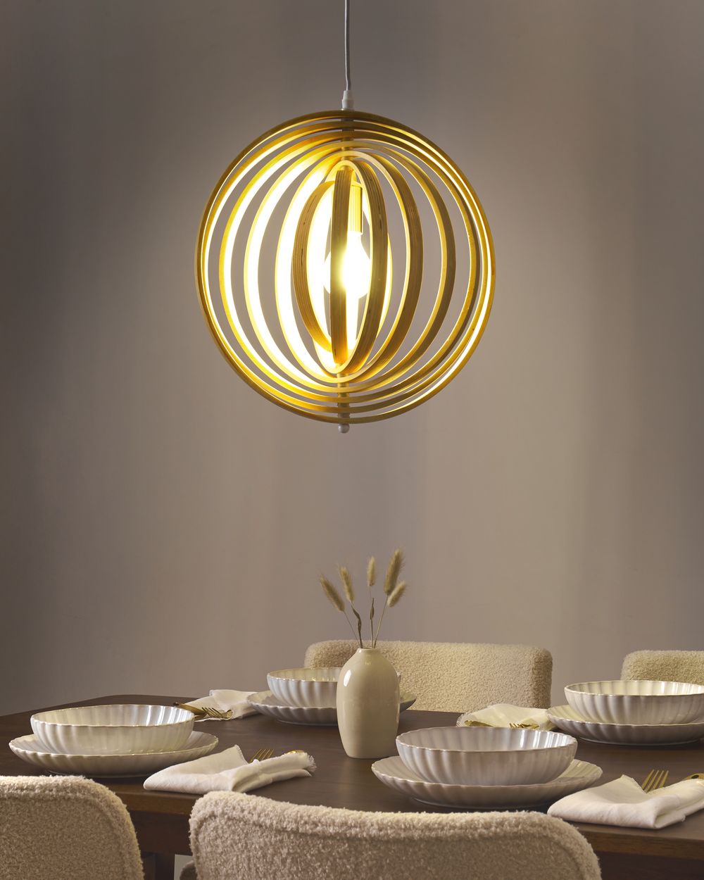 Loftlampe BONITO Bambustræ Lysebrun | Beliani.dk