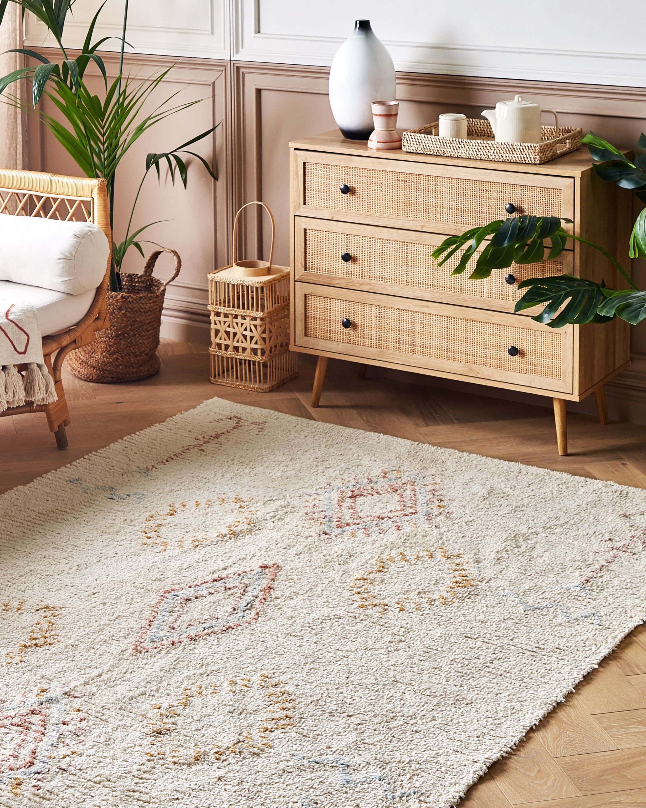 Cotton Area Rug 160 x 230 cm Beige BETTIAH | Beliani.co.uk