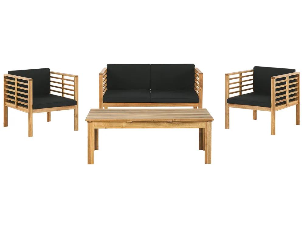 Garden Lounge Set with Table 4 Seater PACIFIC Acacia Wood Black ...