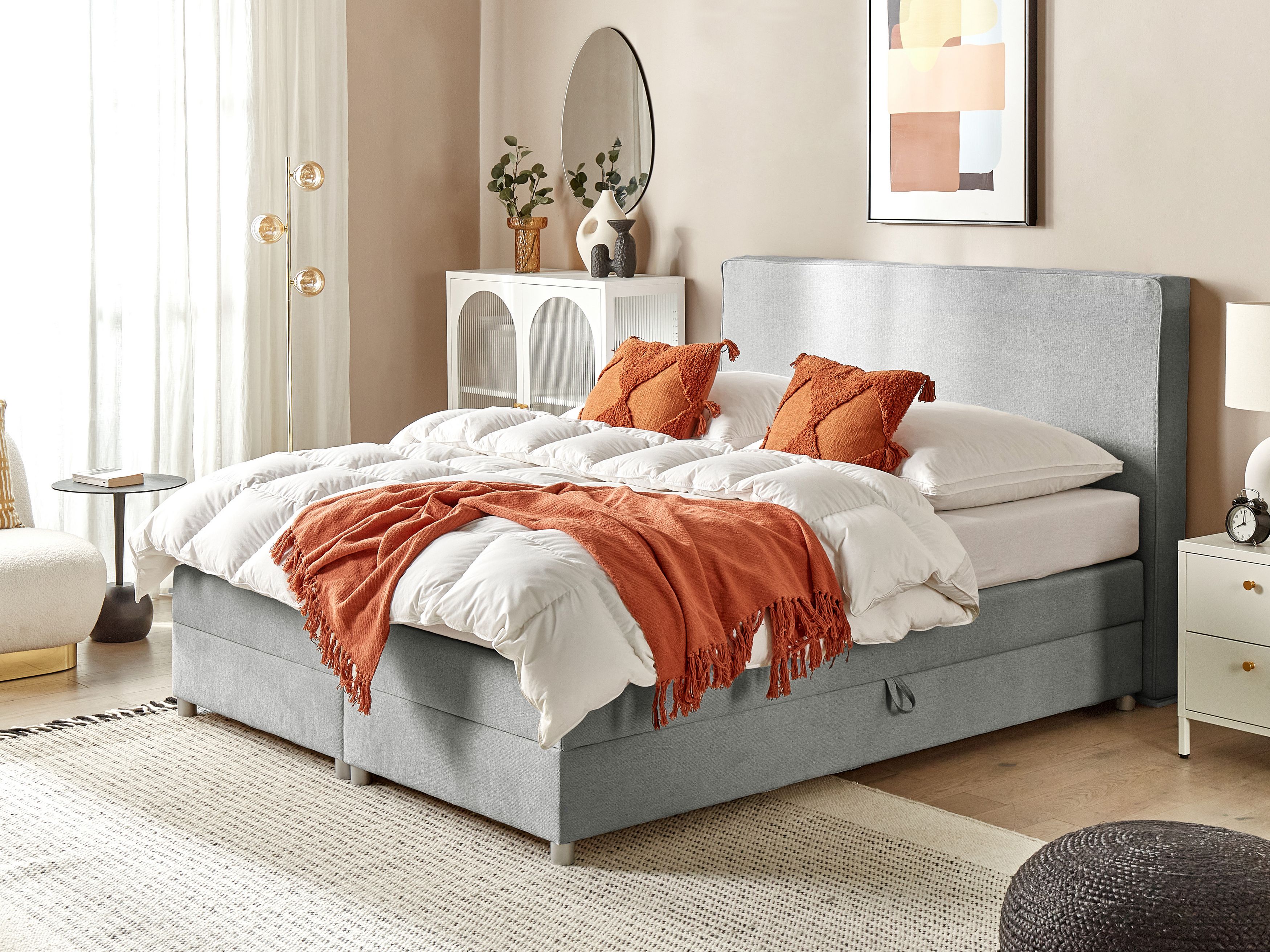 Divan Bed with Storage Fabric MINISTER 160 x 200 cm (EU King Size ...