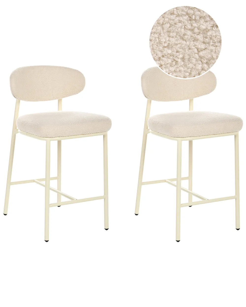 Set of 2 Bar Chairs UNITY Boucle Light Beige | Beliani.sk