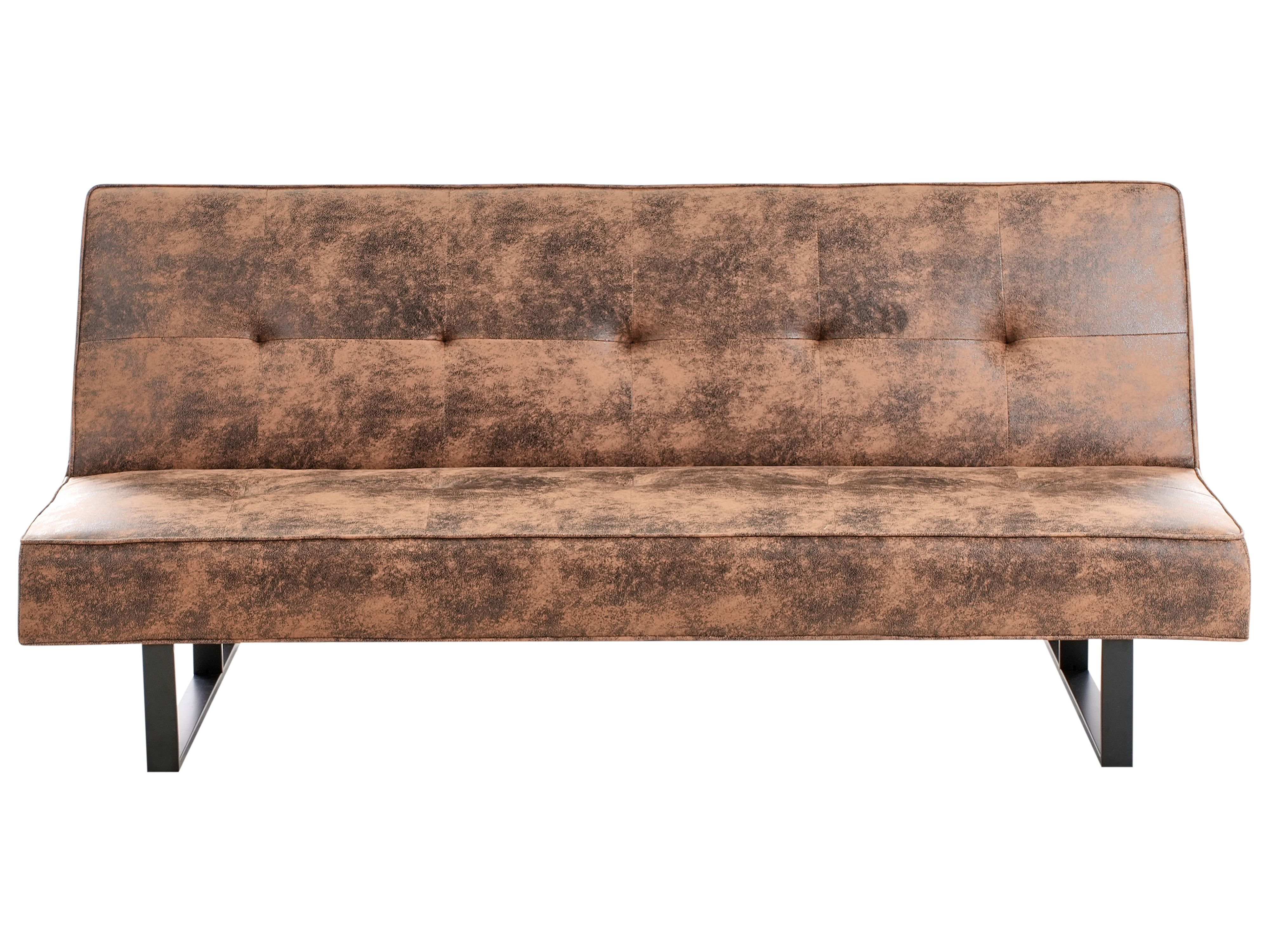 Faux Leather Sofa Bed Dark Brown DERBY Small Beliani
