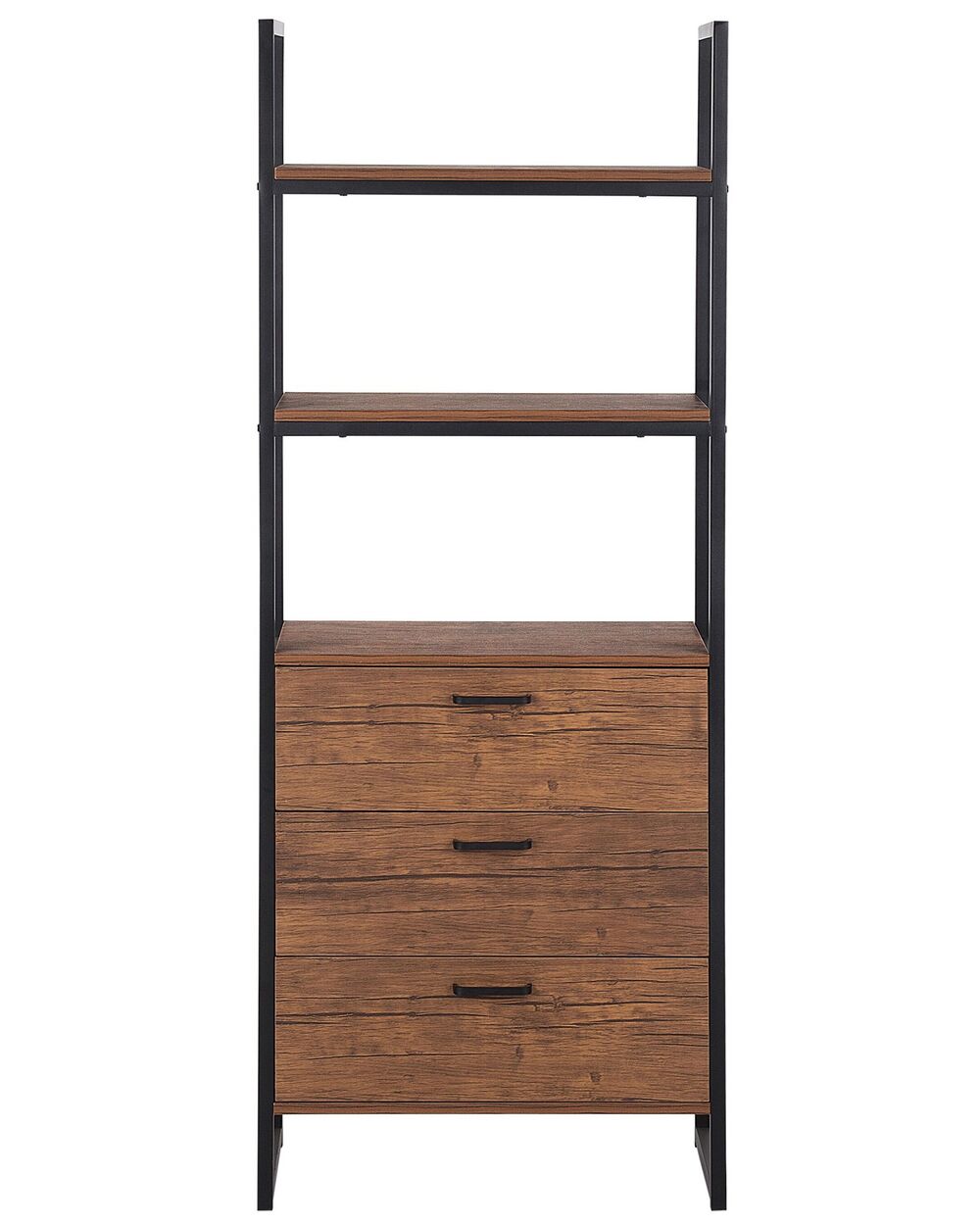 Nathan james theo industrial bookshelf with wood drawers store