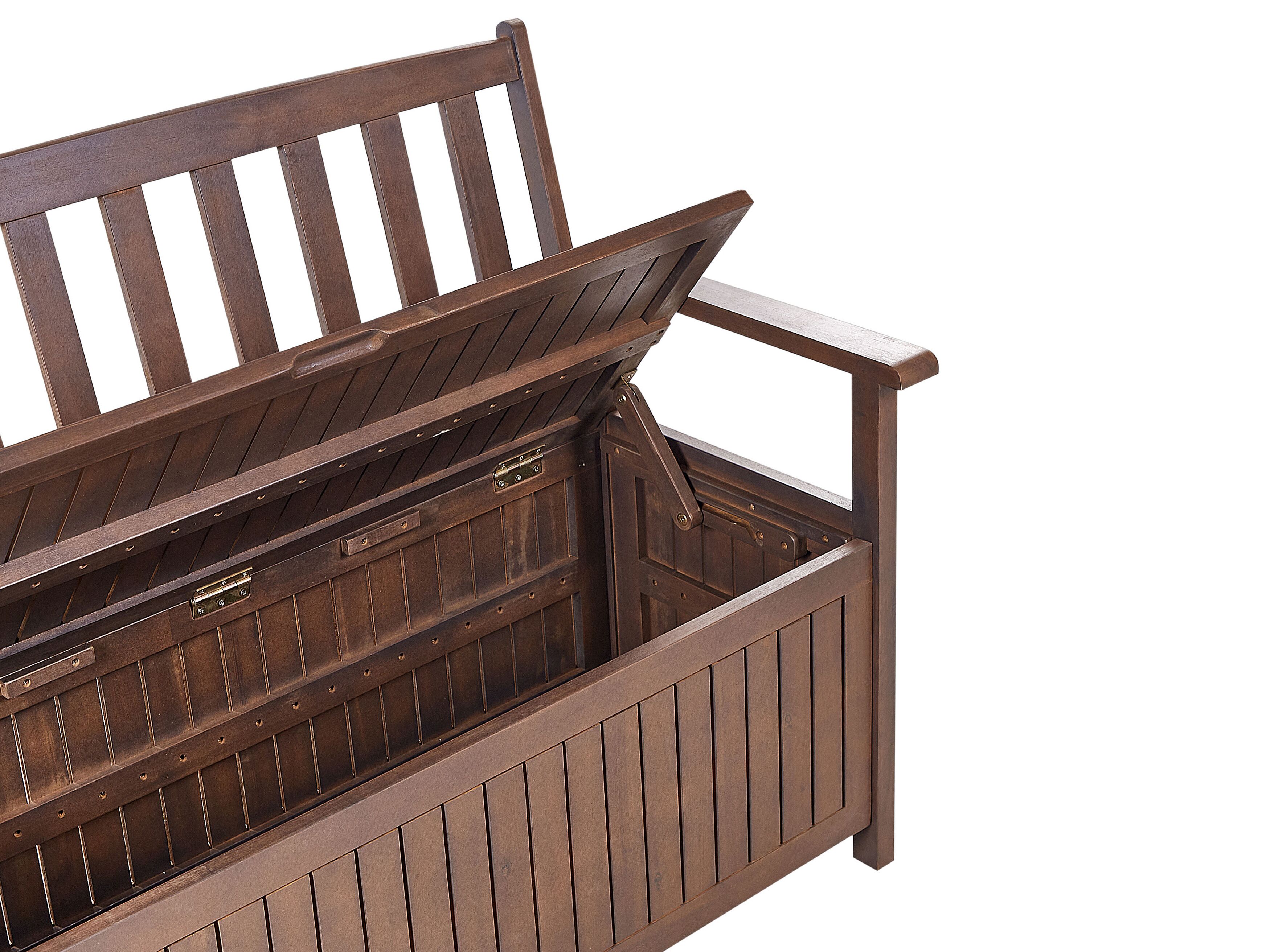 Banc avec coussin d'assise SOVANA 120 cm avec rangement Acacia Gris ...