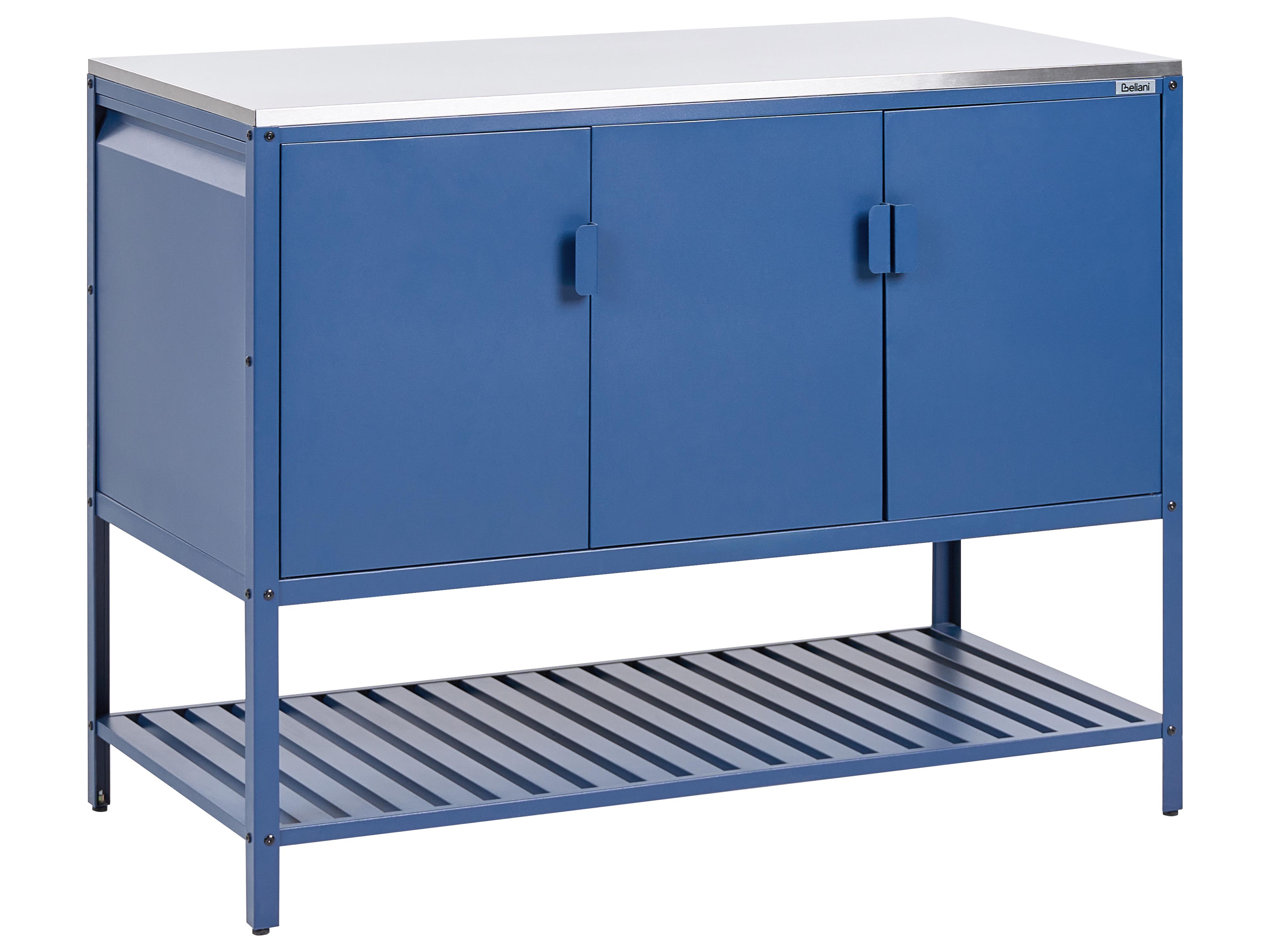 Outdoor Kitchen Cabinet MAENZA Metal Blue | Beliani.co.uk