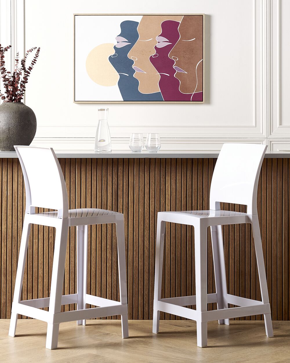Set van 2 barstoelen NEUM Draaibaar Transparant | Beliani.nl