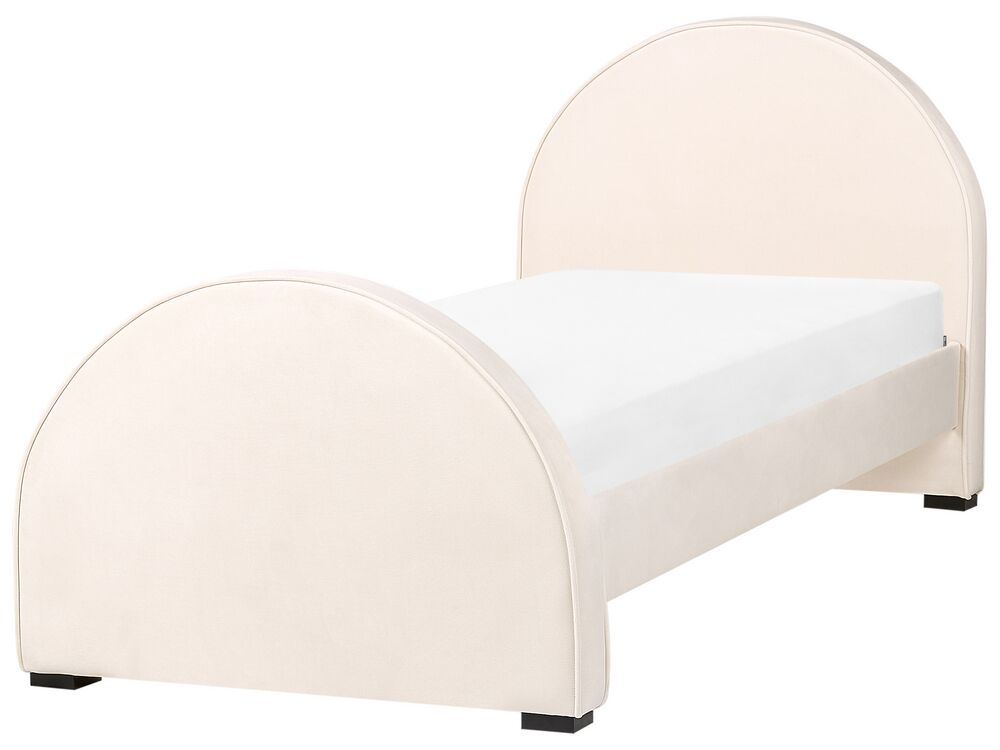 Polsterbett Samtstoff beige Lattenrost 90 x 200 cm NOZAY Beliani