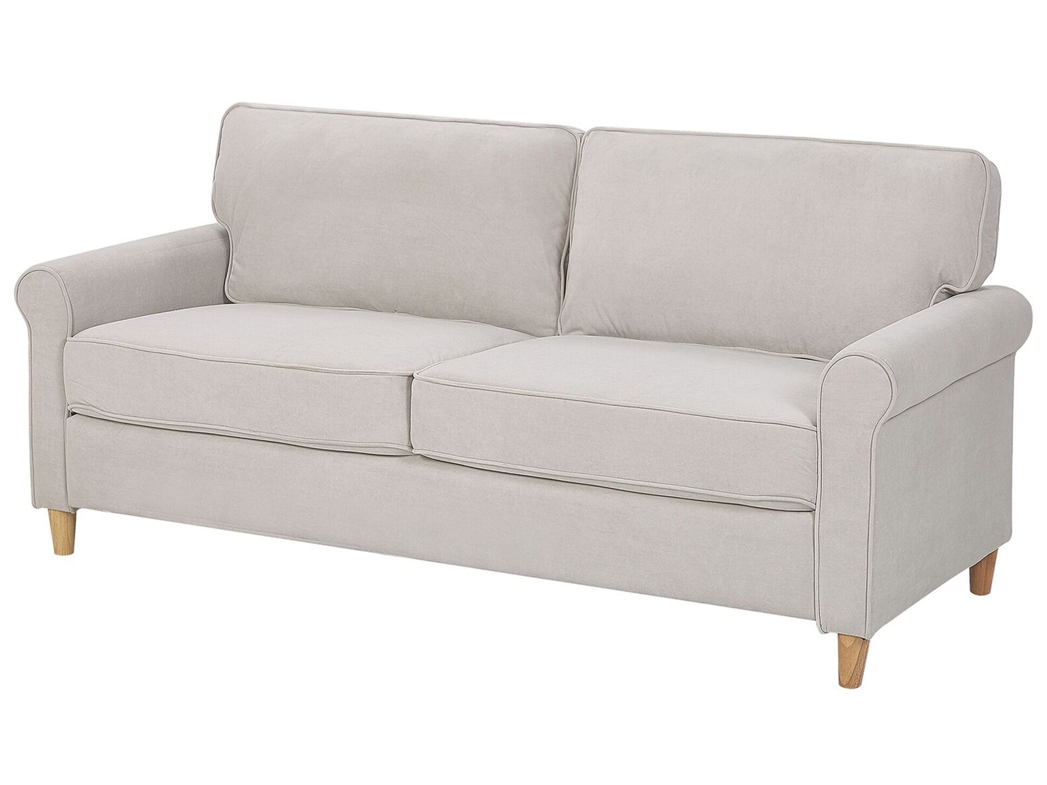 3-Sitzer Sofa Samtstoff helles Beige RONNEBY | Beliani.de