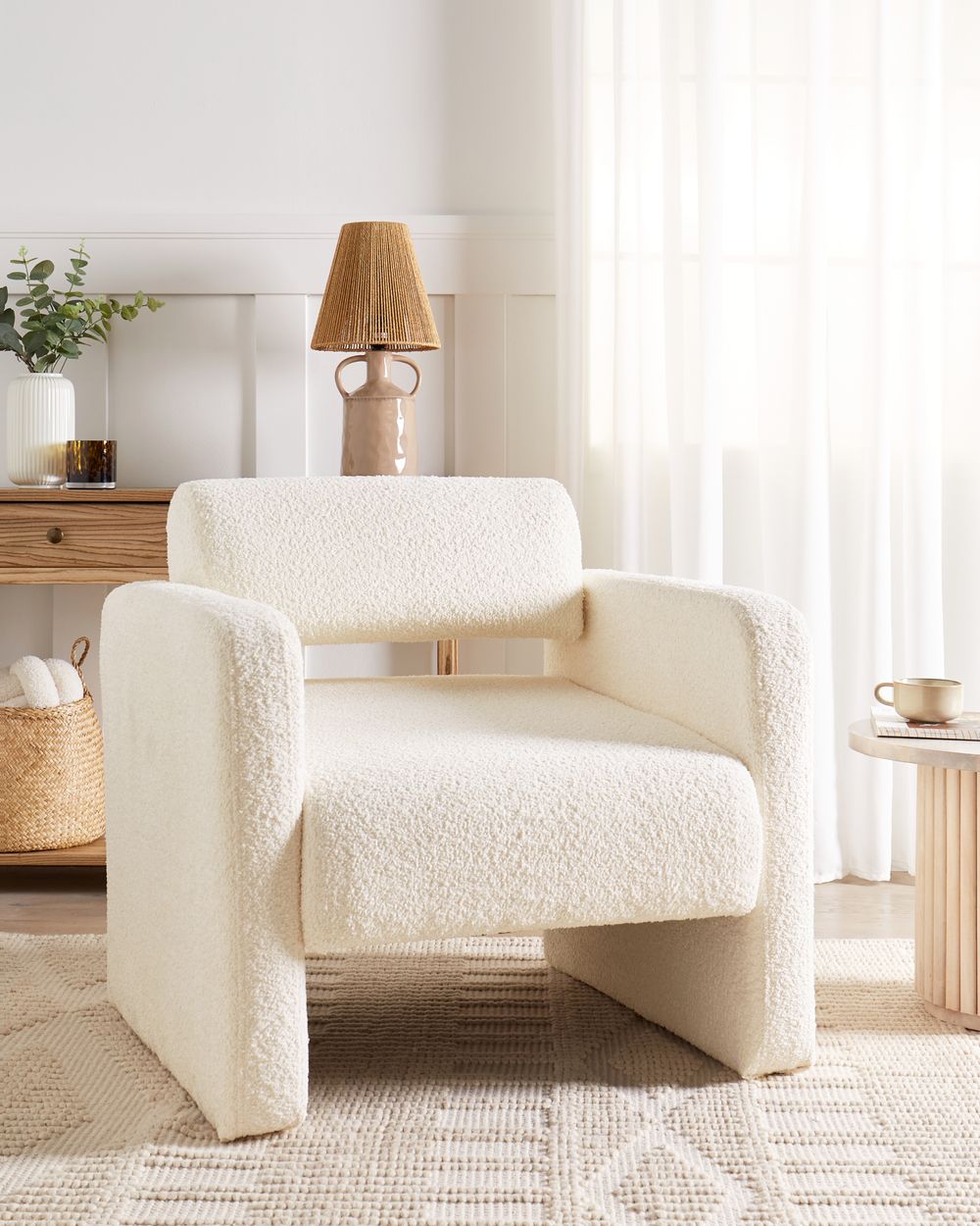 Sillón orejero ABSON Tela Beige claro | Beliani.es