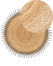 Rund jutematta ⌀ 140 cm beige och grå MARTS | Beliani.se