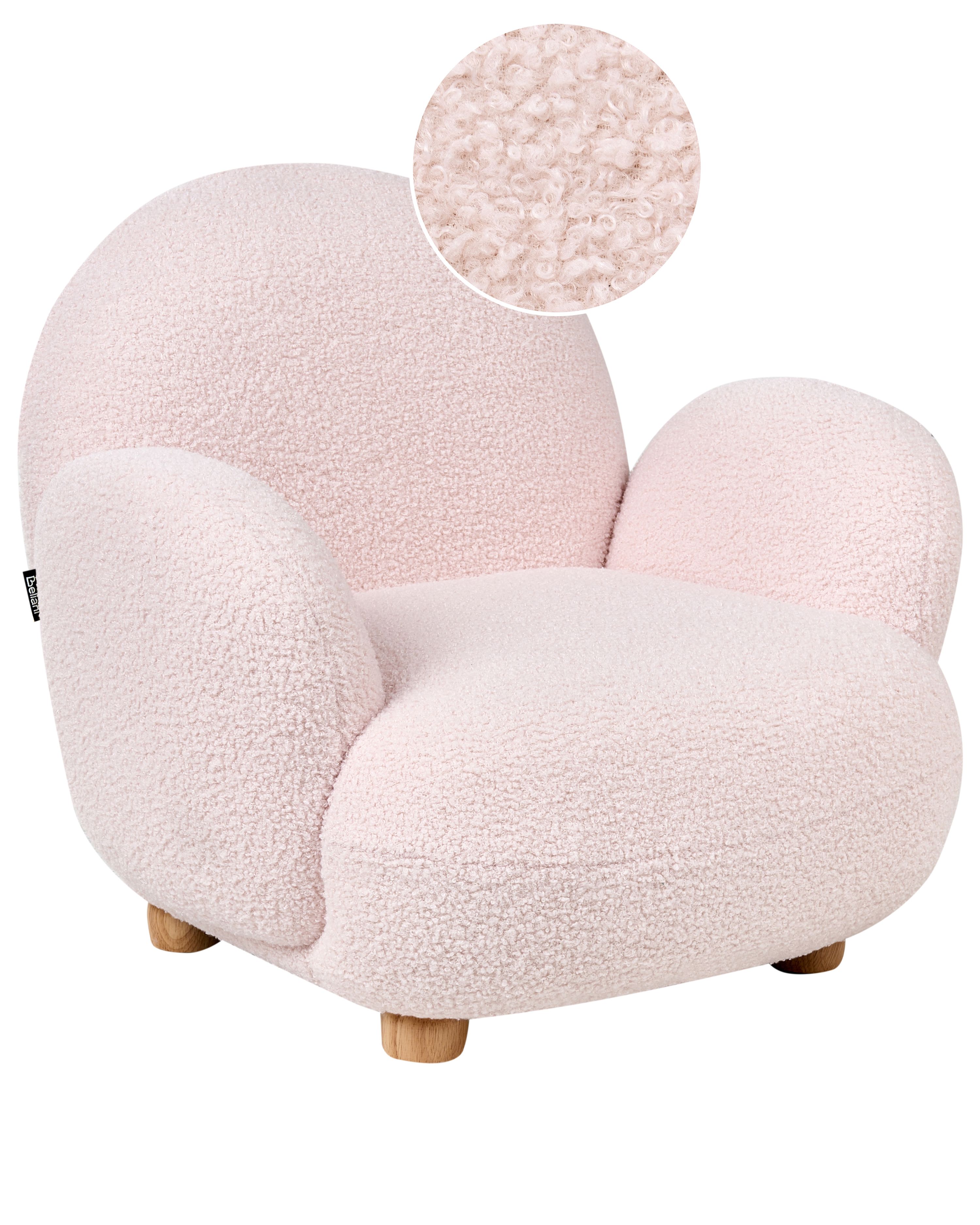 Kinderfauteuil bouclé pastelroze HEM | Beliani.nl