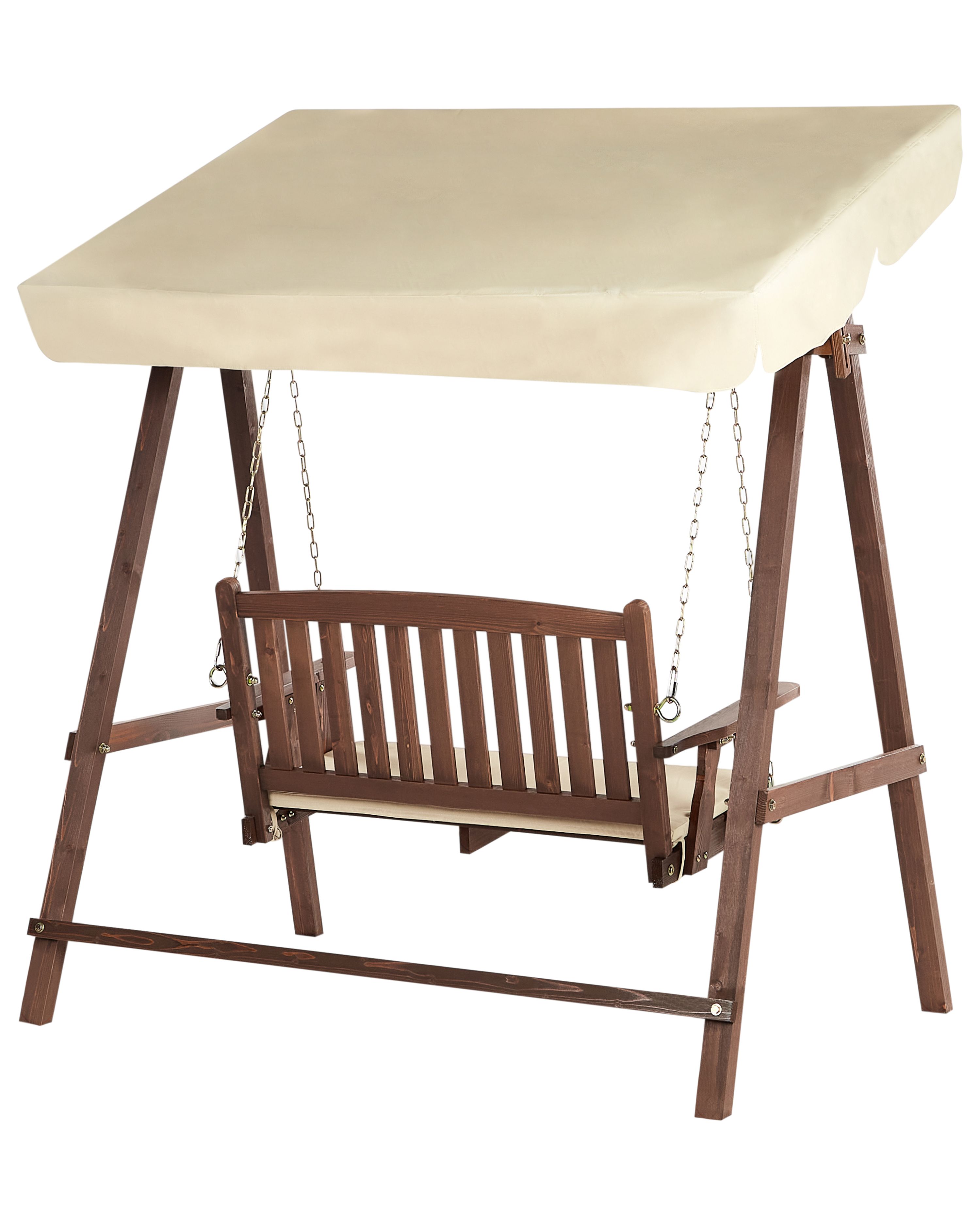 Patio Swing CAVIOLA Spruce Wood Dark Brown | Beliani.co.uk