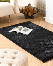 Faux Fur Rug GHARO Black 80 x 150 cm | Beliani.co.uk