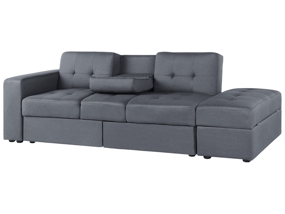 Sectional Sofa Bed with Ottoman Dark Grey FALSTER Beliani