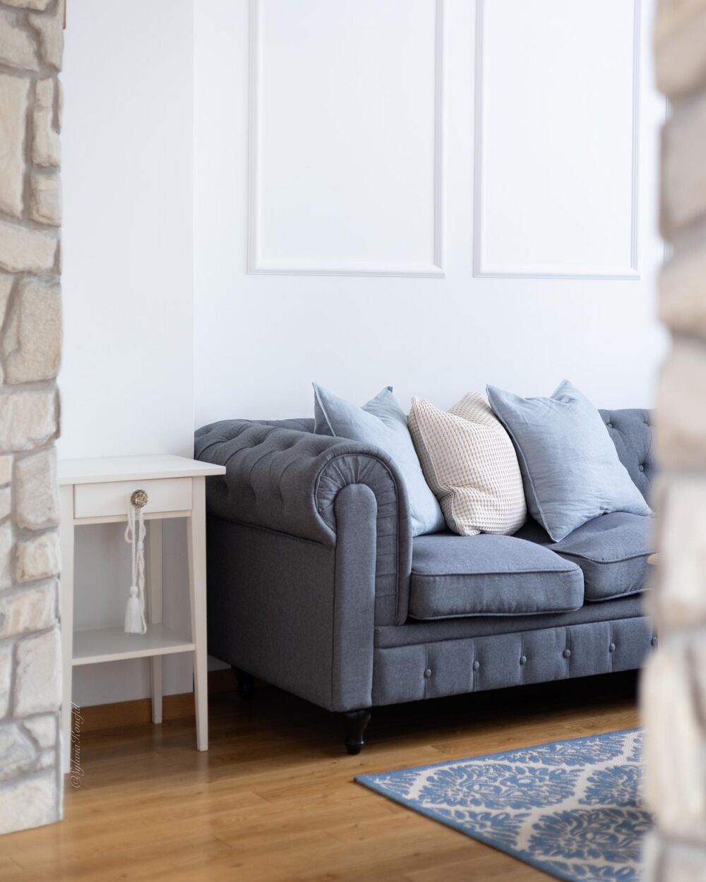 Fabric Living Room Set Grey CHESTERFIELD Big Beliani