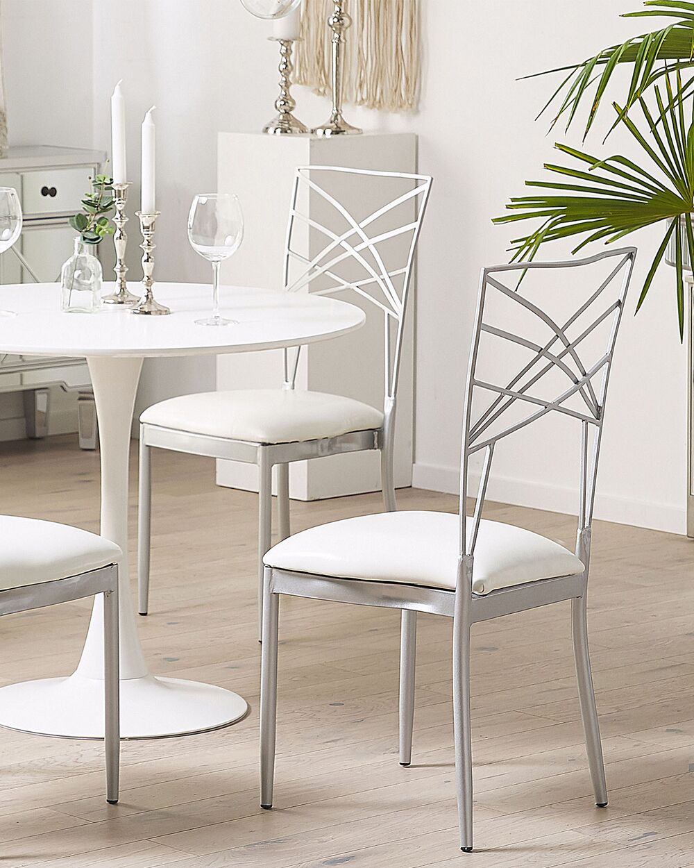 Set of 2 Dining Chairs GIRARD Metal Silver Beliani
