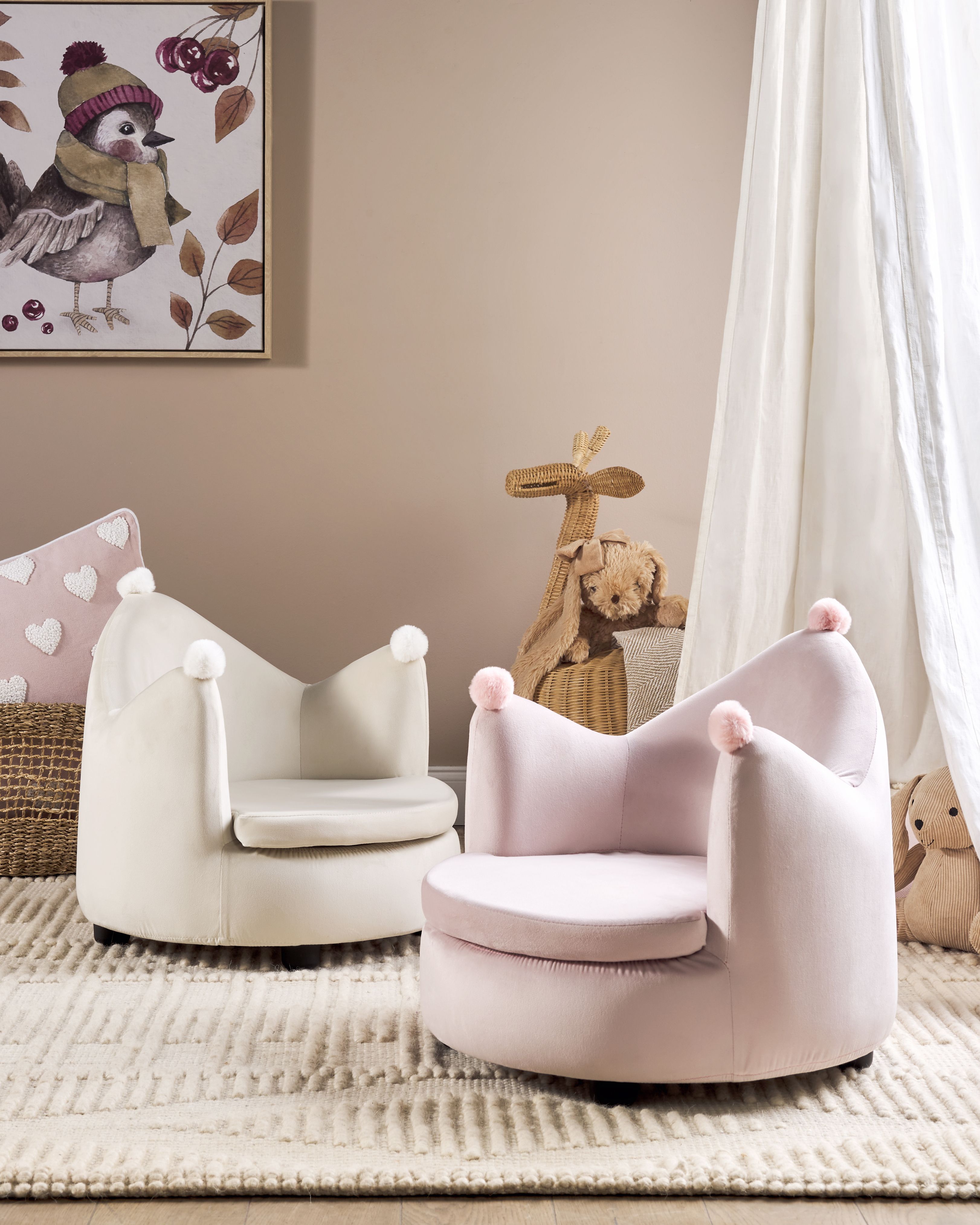 Kids Chair VEGA Velvet Pastel Pink | Beliani.co.uk
