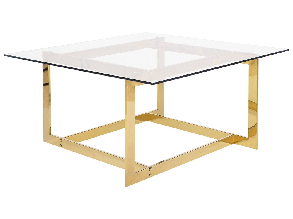 Glass Top Coffee Table Gold CRYSTAL Beliani