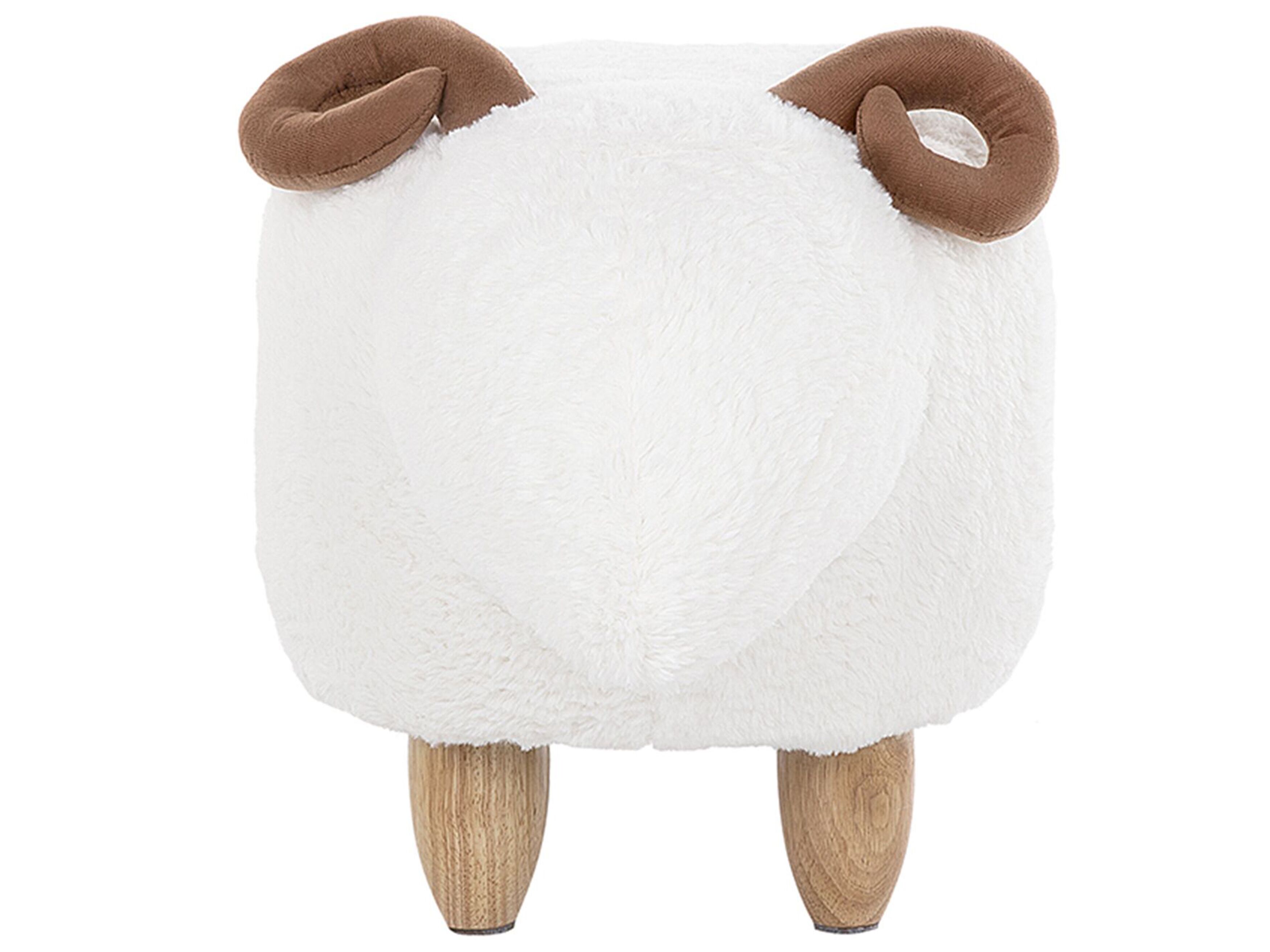 Animal Stool LAMB Fabric White | Beliani.co.uk