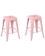 Set of 2 Bar Stools CABRILLO Metal Pink | Beliani.co.uk