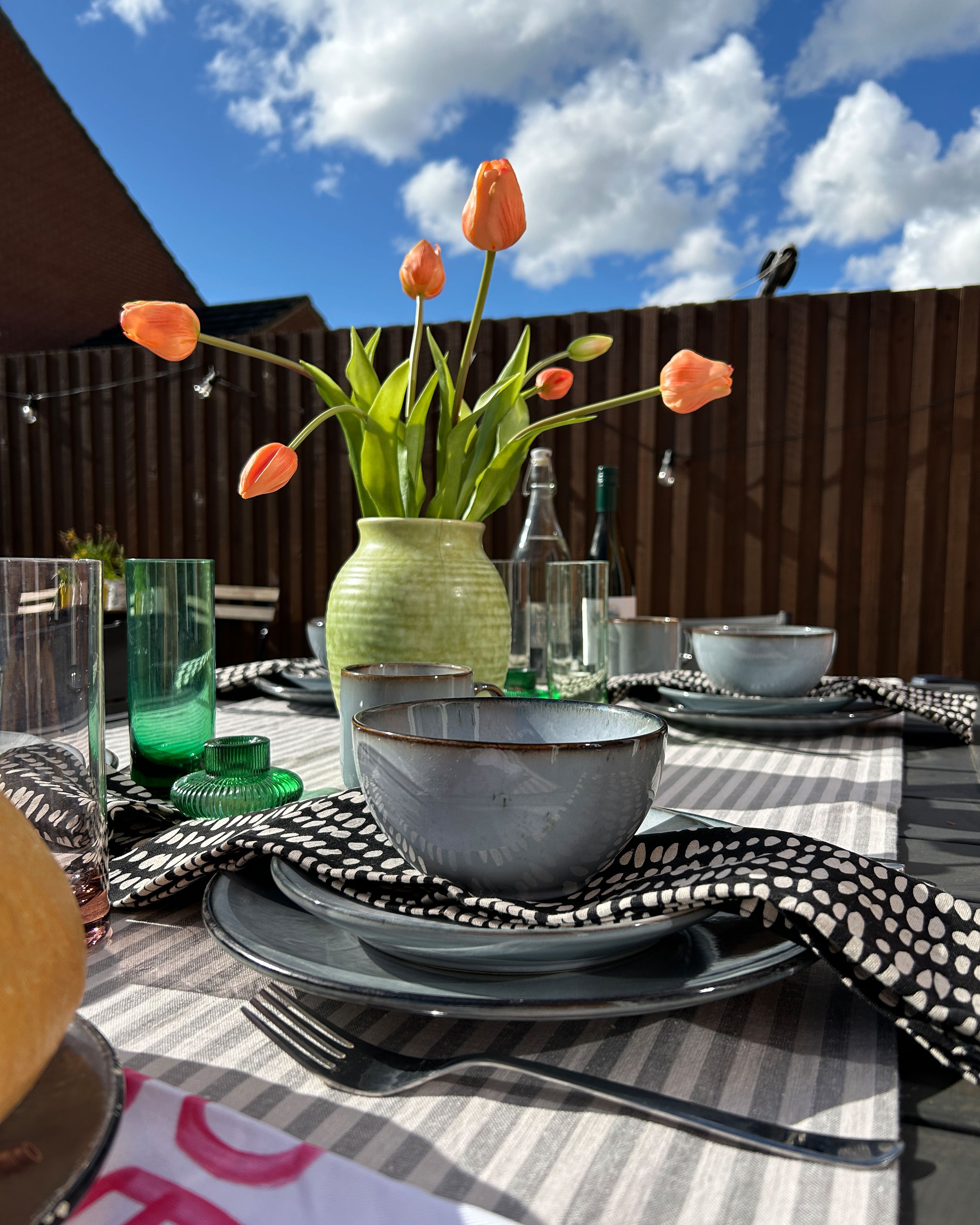 Set of 16 Dinnerware JUNIPER Stoneware Light Blue | Beliani.co.uk