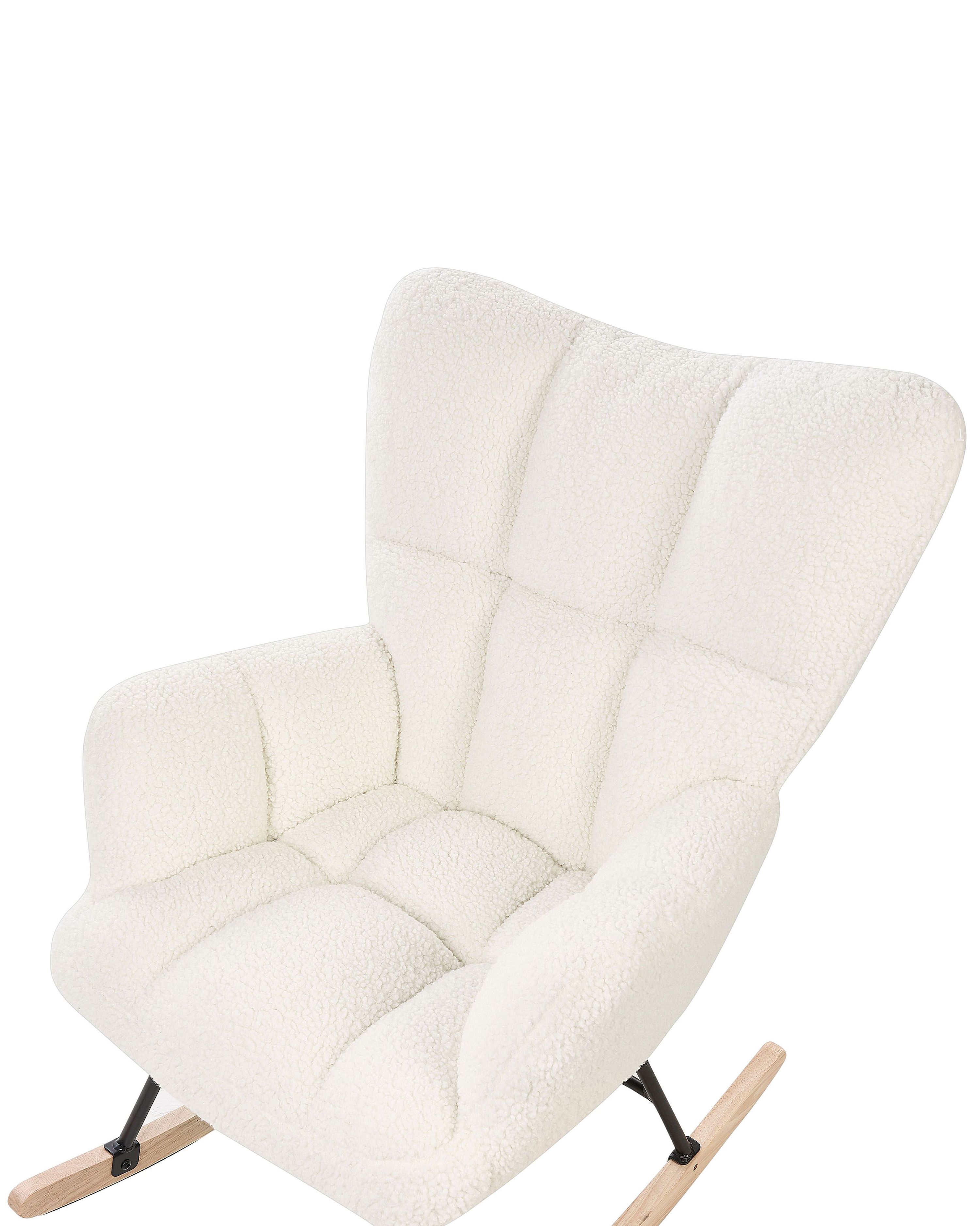 Boucle Rocking Chair White OULU | Beliani.co.uk